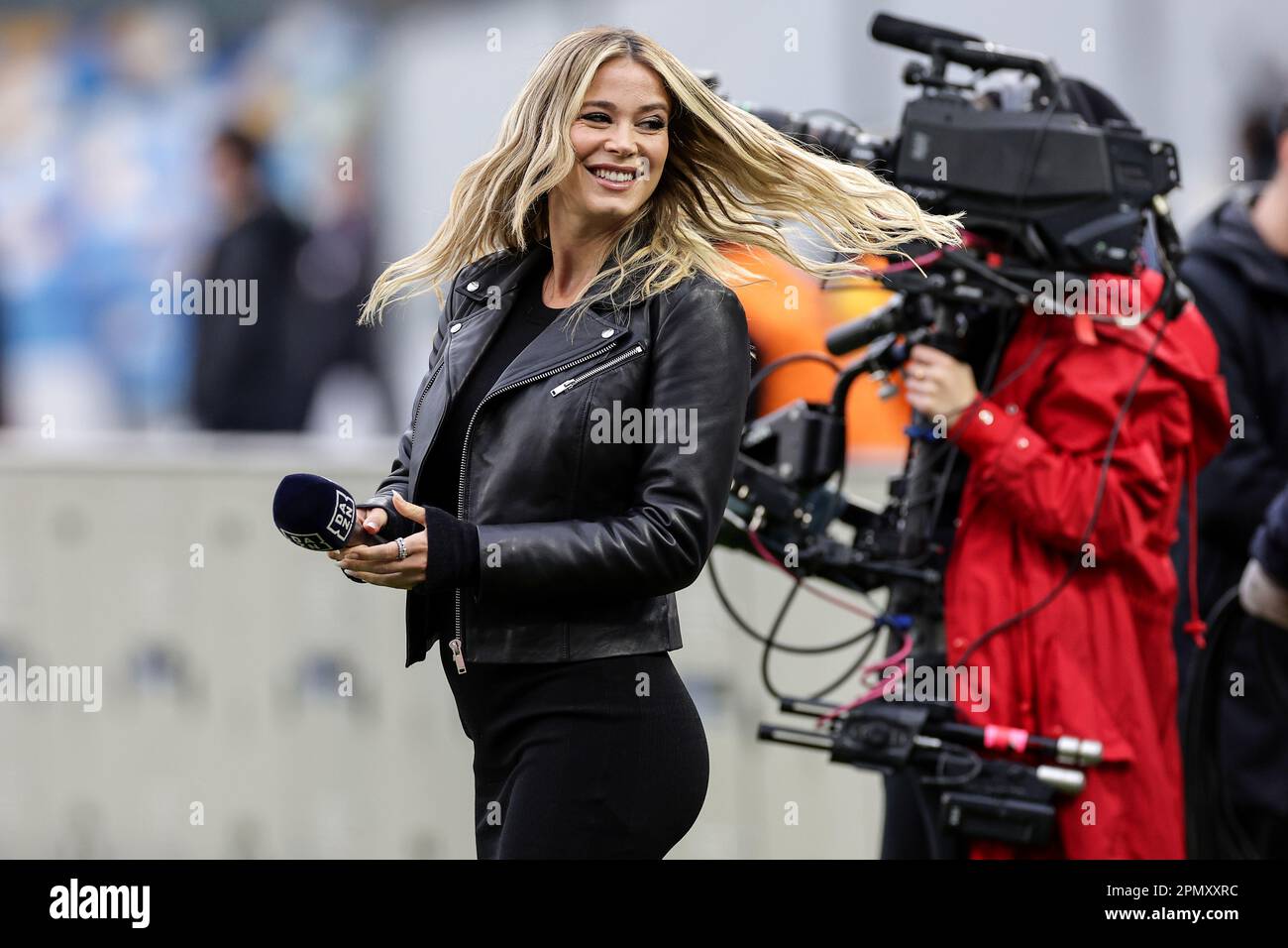 Naples, Italy. 15th Apr, 2023. DAZN Television anchor woman Diletta ...
