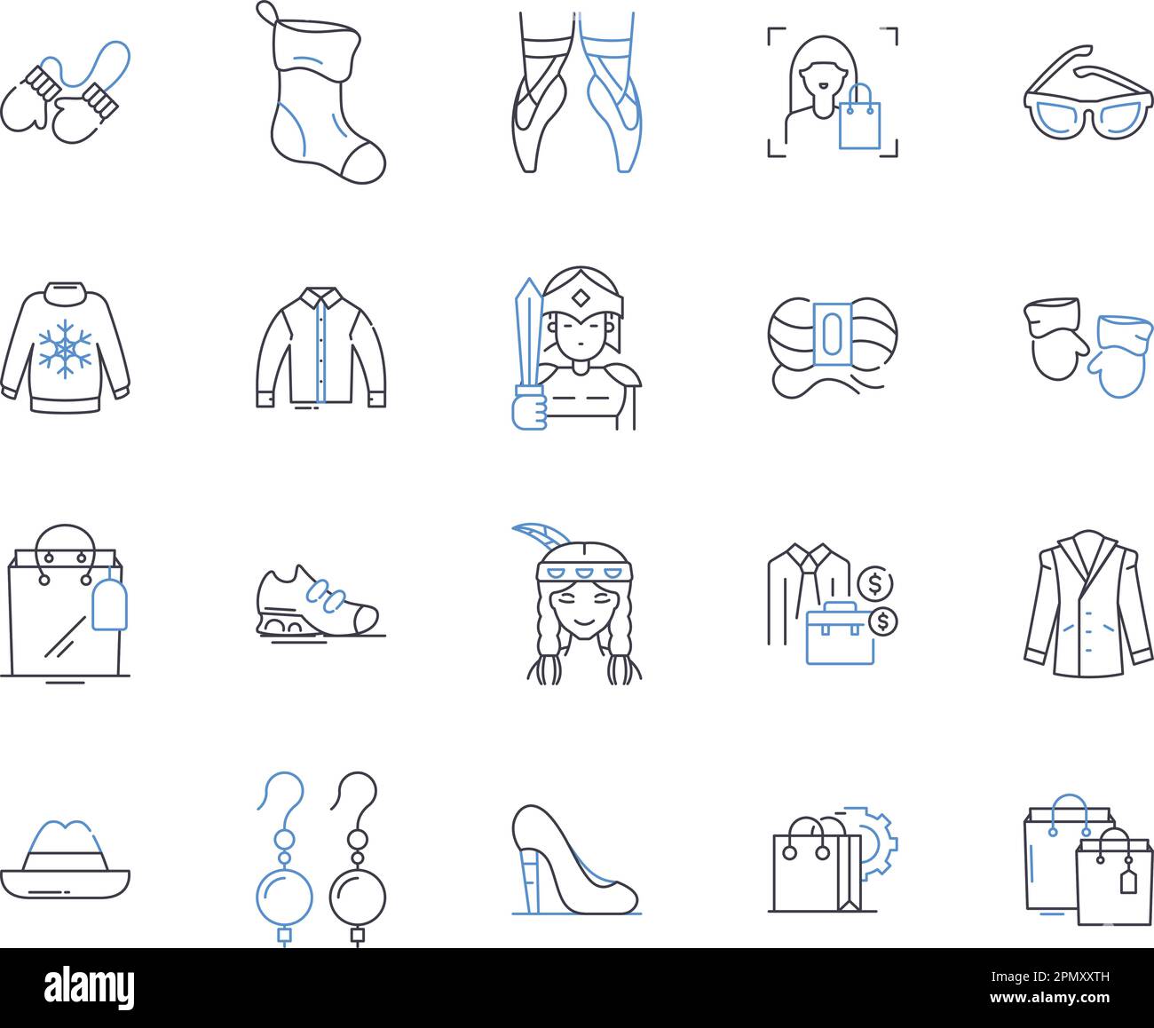 Fashion business outline icons collection. Clothing, Footwear, Apparel ...