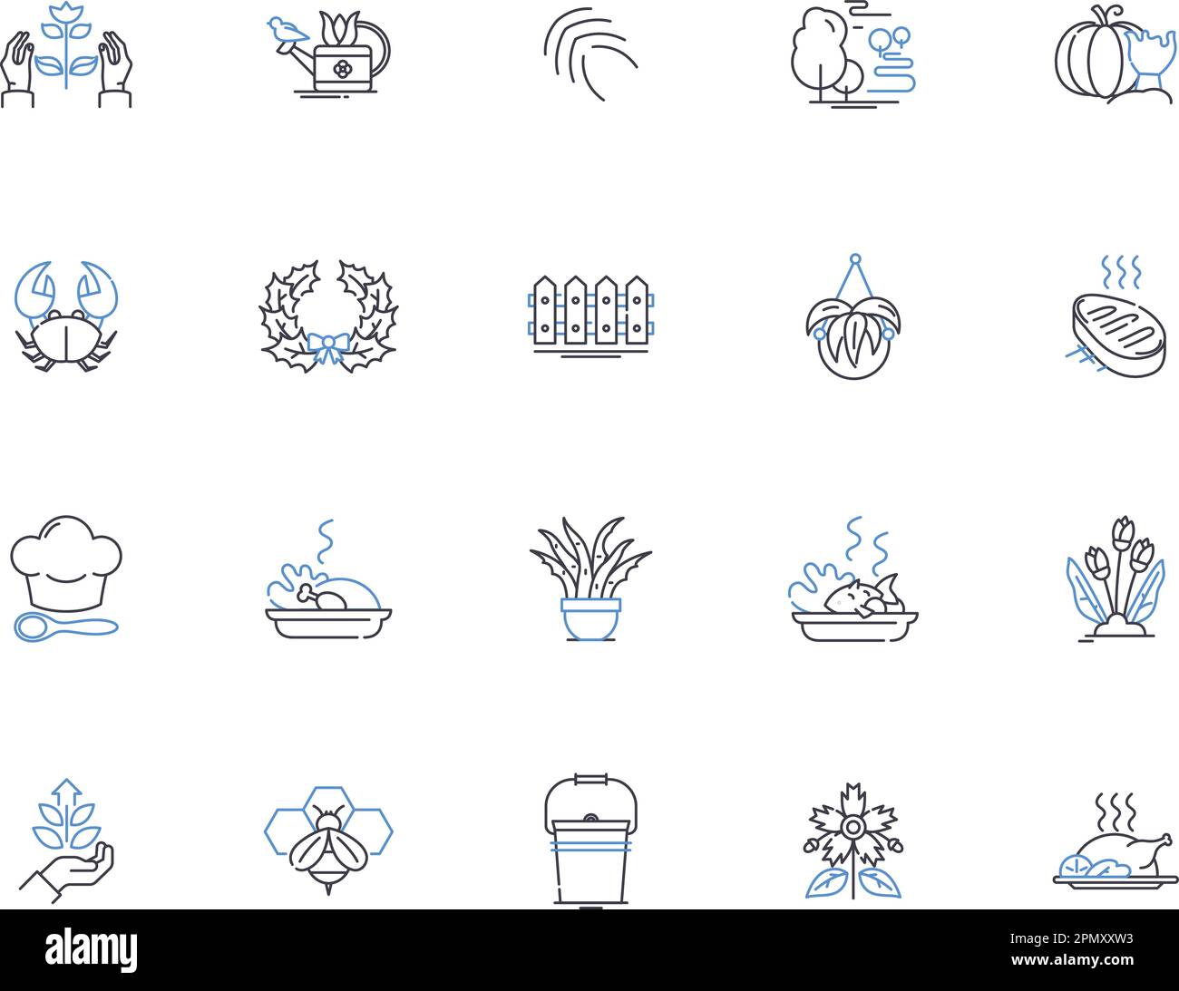 Farming outline icons collection. Cropping, Cultivation, Plowing ...