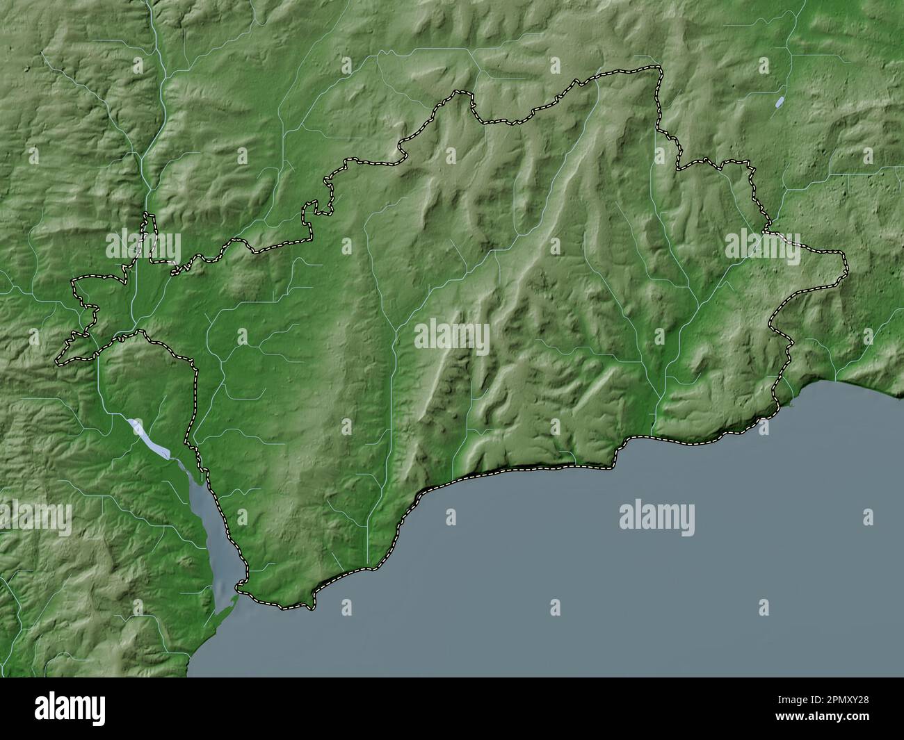 East Devon, non metropolitan district of England - Great Britain. Elevation map colored in wiki ...