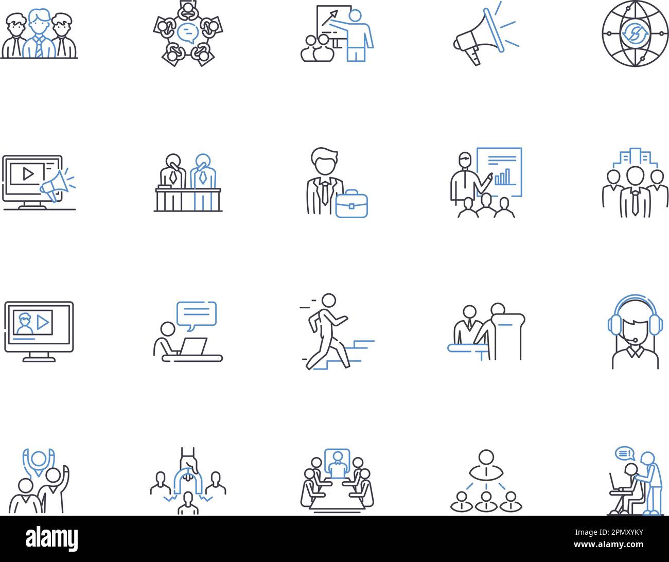Public relations agency outline icons collection. Public, Relations ...