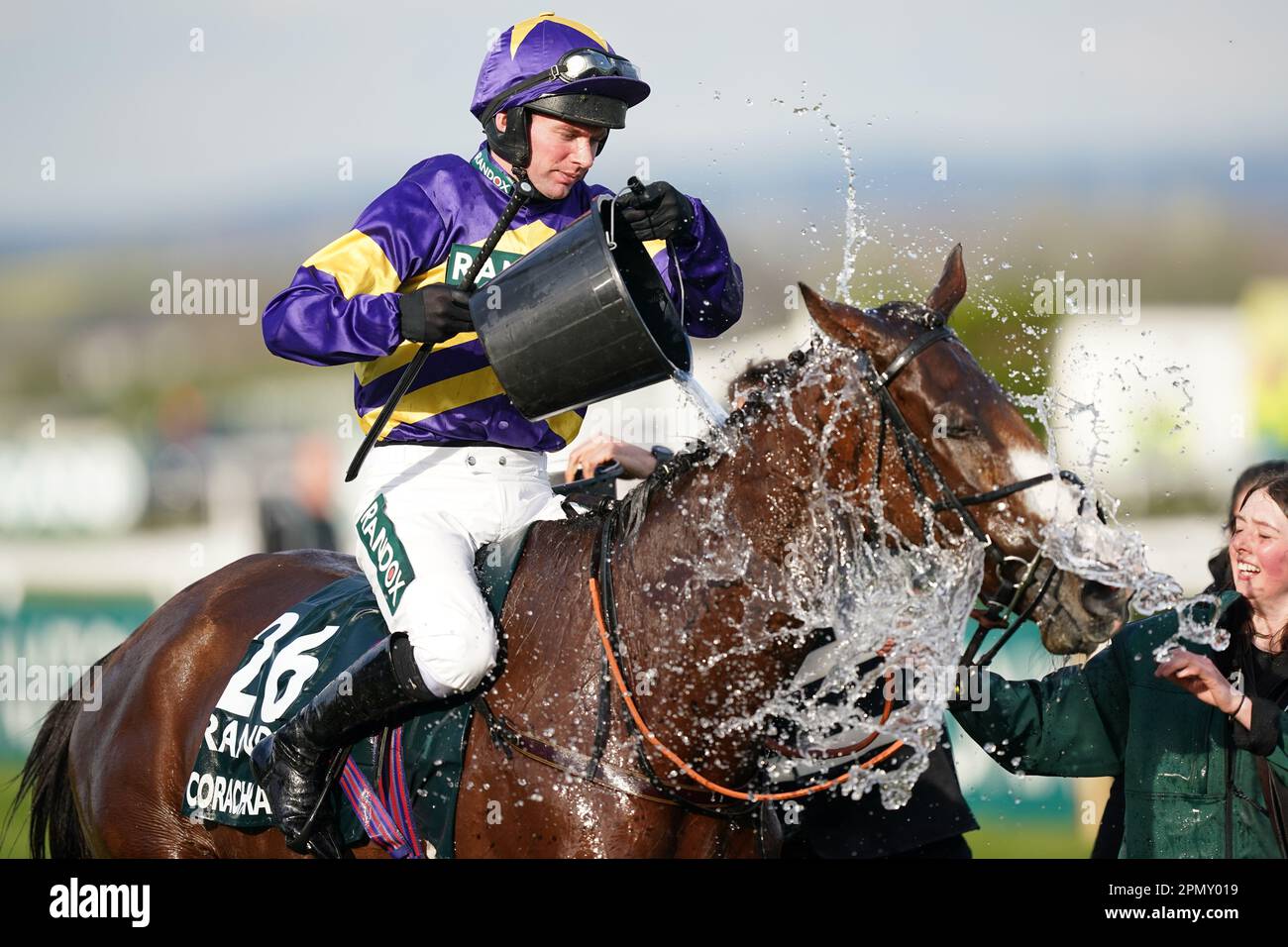 Â Derek Fox celebrates on Corach Rambler after winning the Randox Grand ...