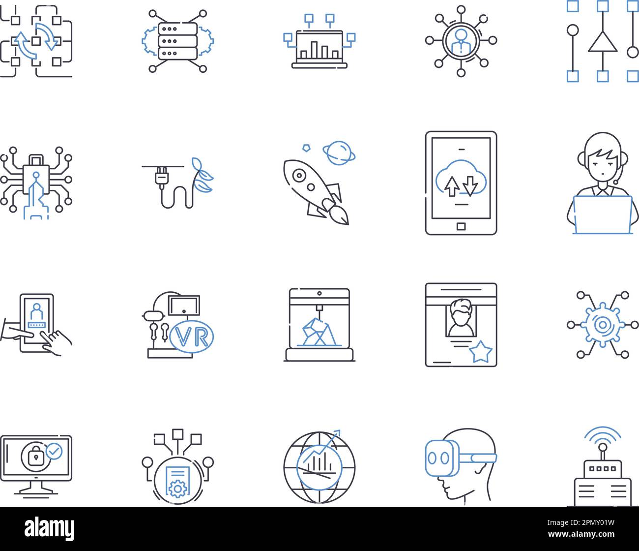Automation Tech Outline Icons Collection Automation Technology