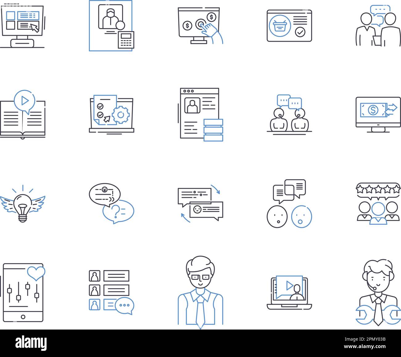 Digital content outline icons collection. Digital, Content, Online ...