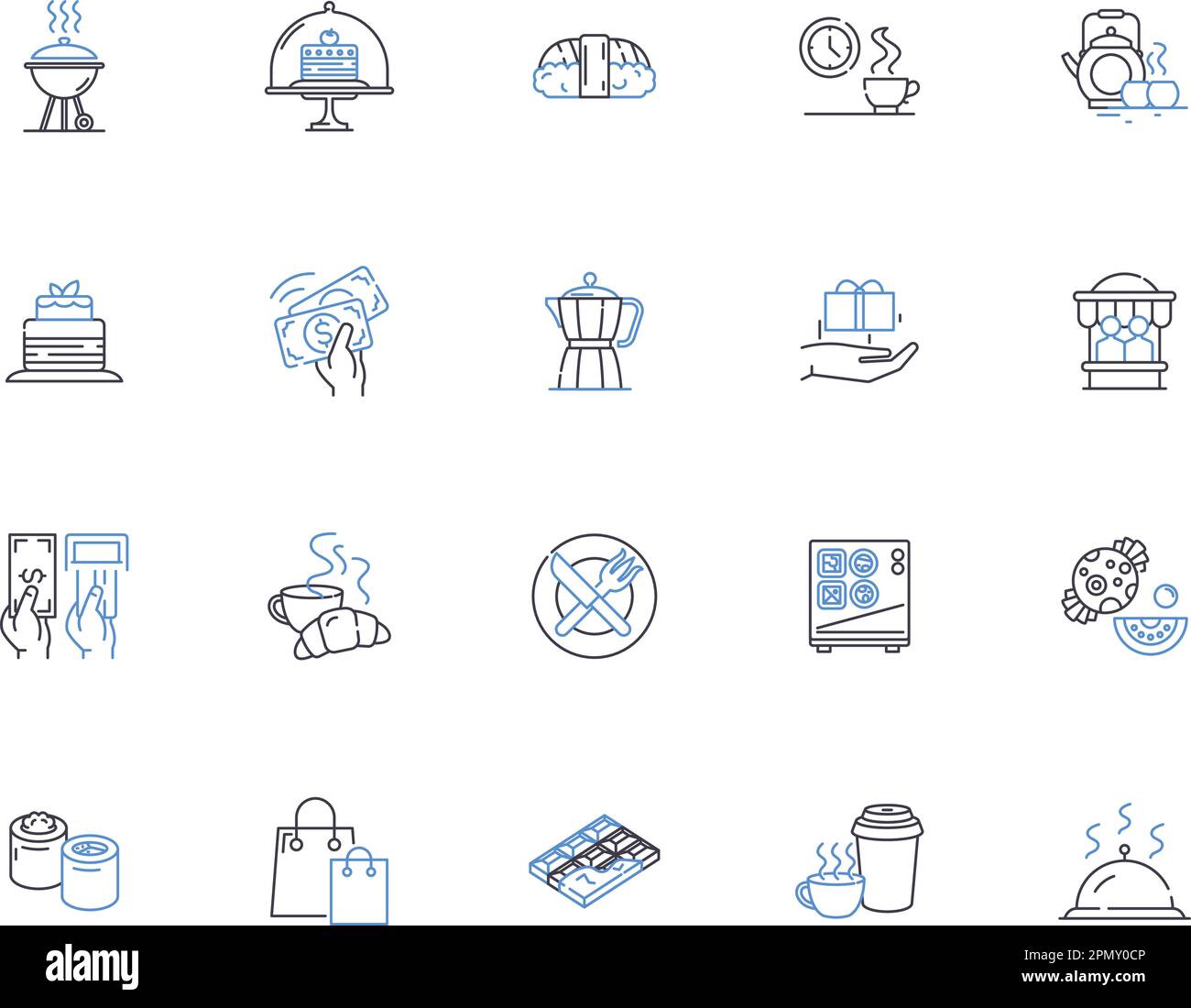 Cafe outline icons collection. Cafe, Coffee, Espresso, Latte ...