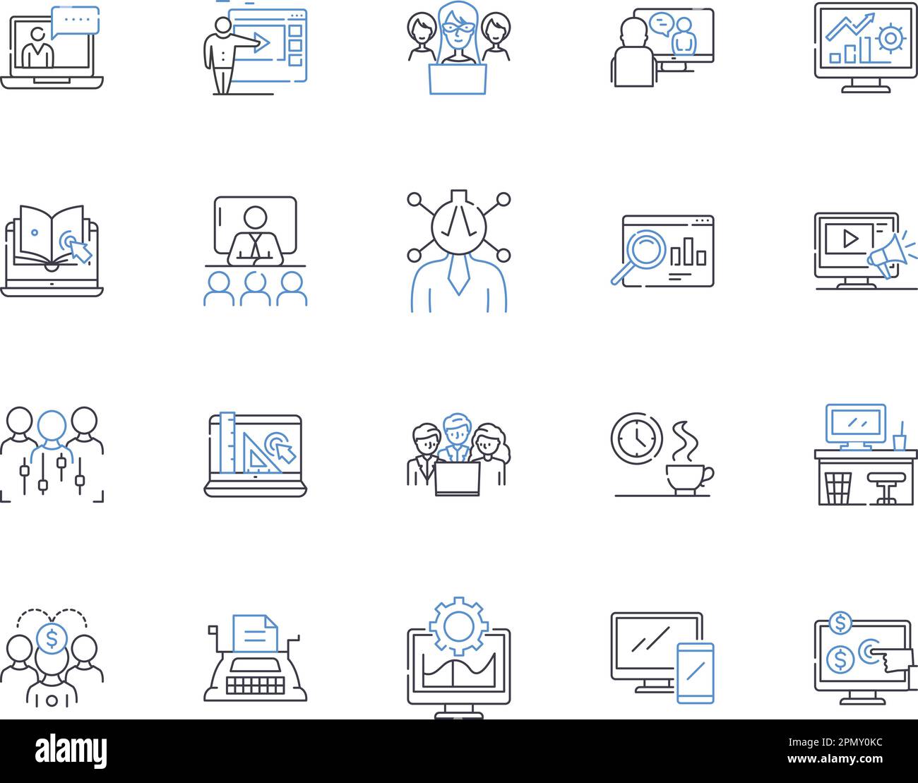 Working management outline icons collection. Workforce, Management ...