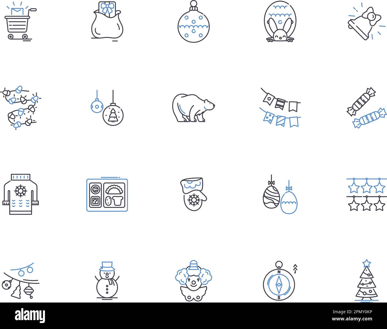 Christmas outline icons collection. Yuletide, Noel, Present, Decorate ...