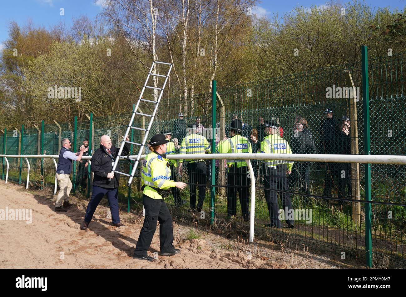 Aintree grand national protest hi-res stock photography and images - Alamy