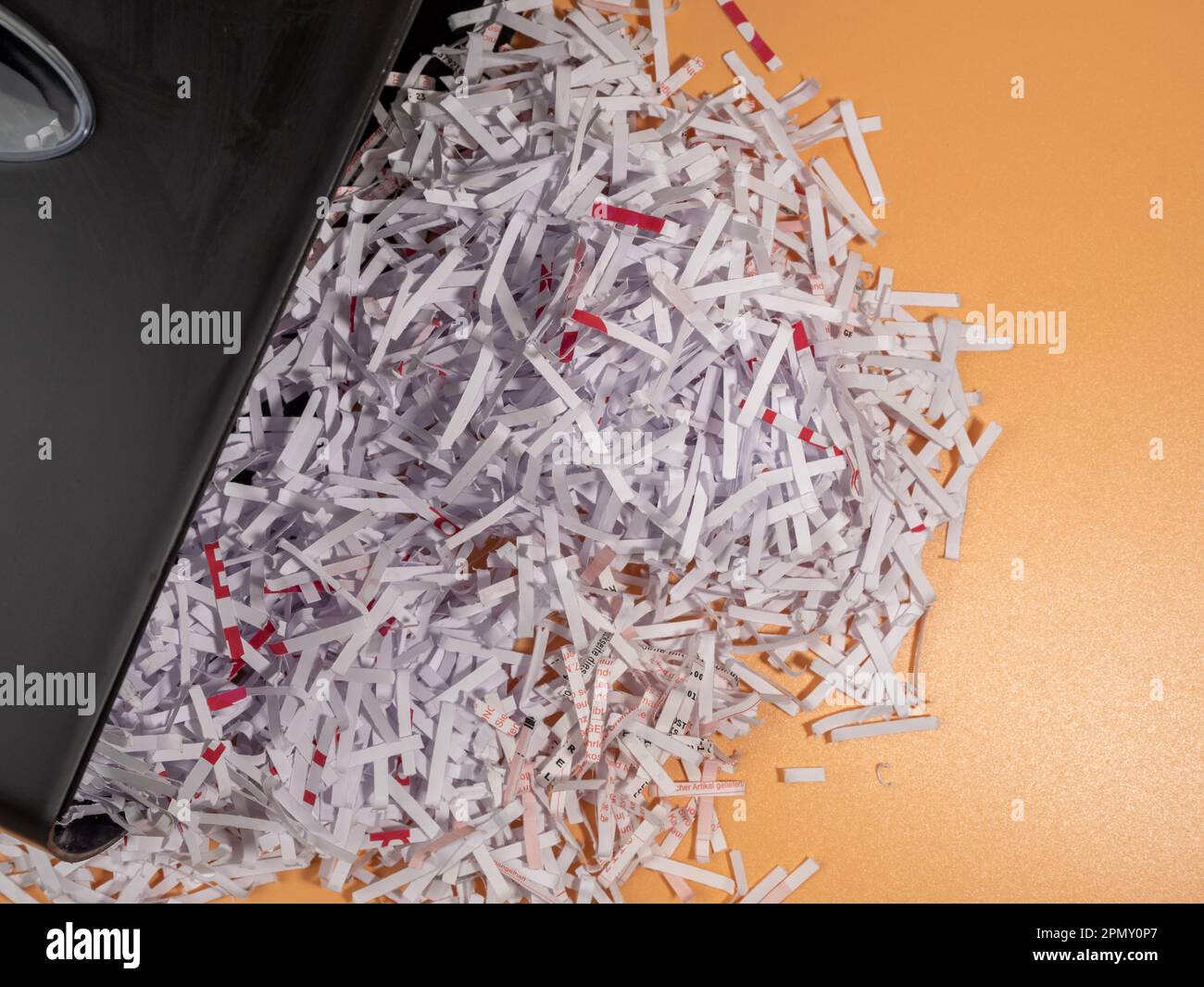 Cut paper. Stationery Document Shredder. Close-up Stock Photo - Alamy