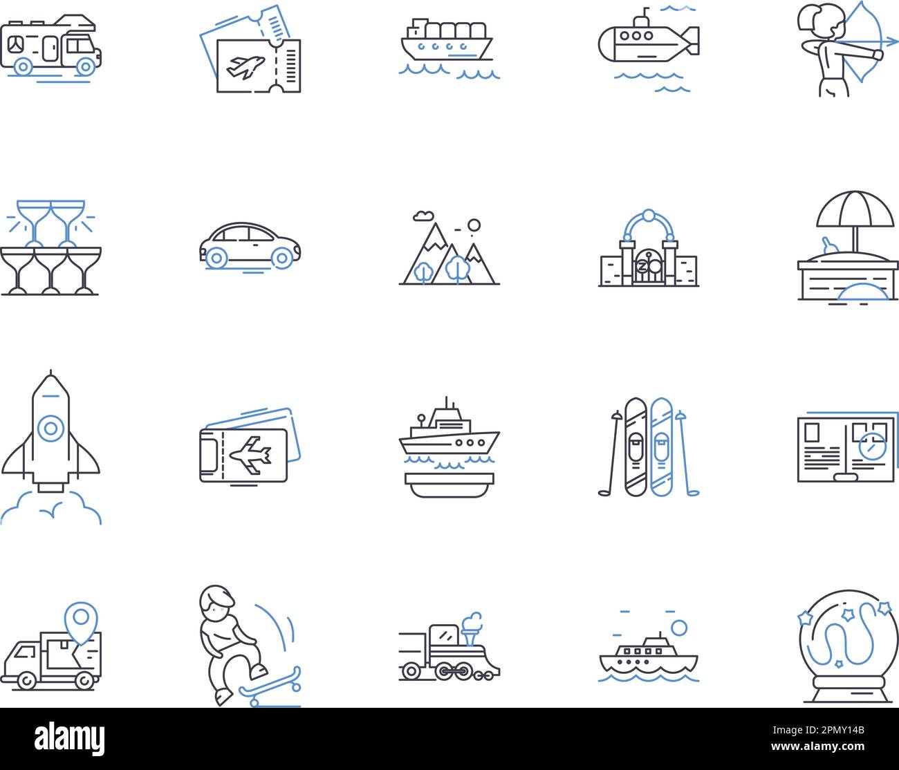 Travelingand vacation outline icons collection. Holiday, Touring ...
