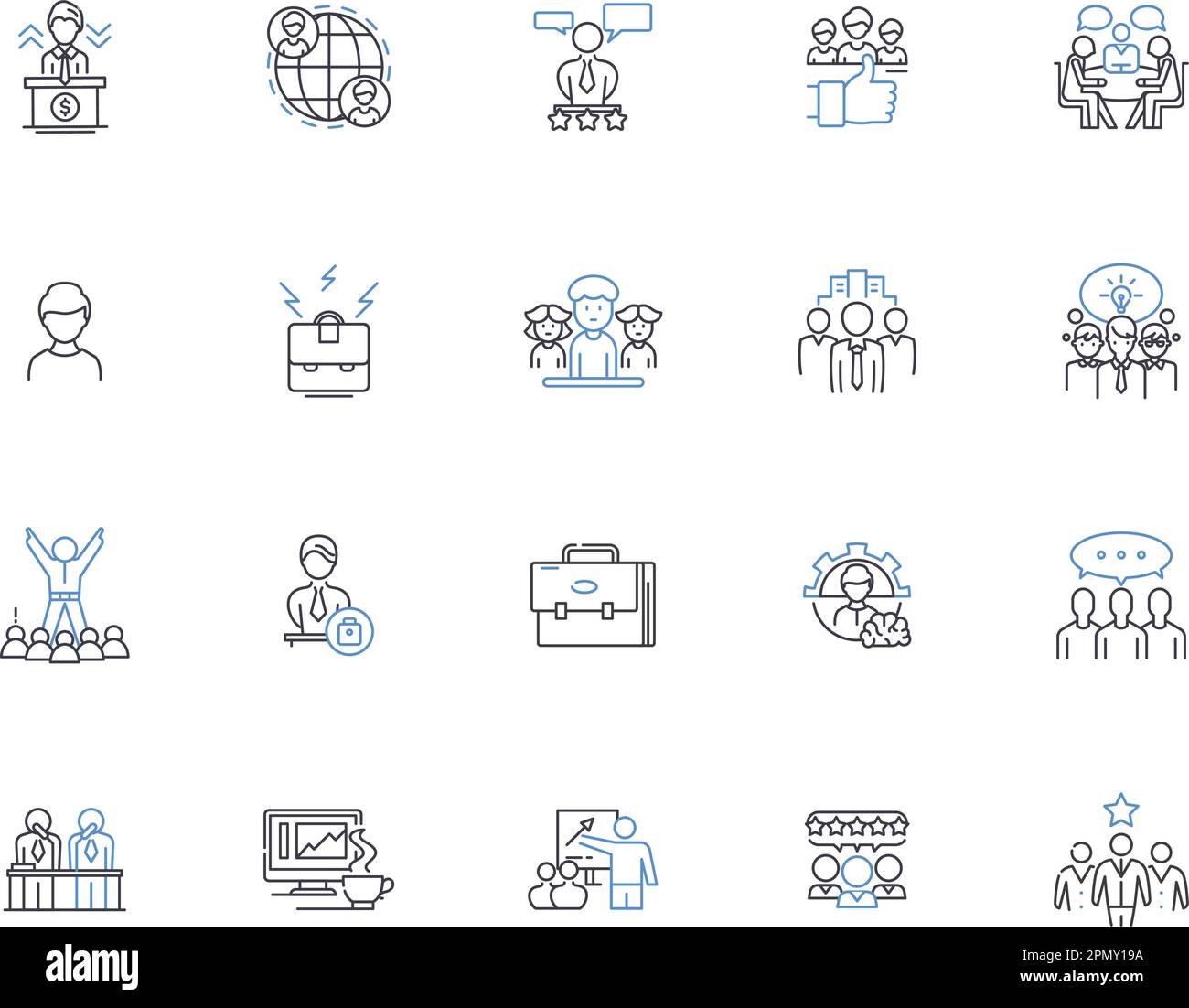 Administration outline icons collection. Management, Leadership ...