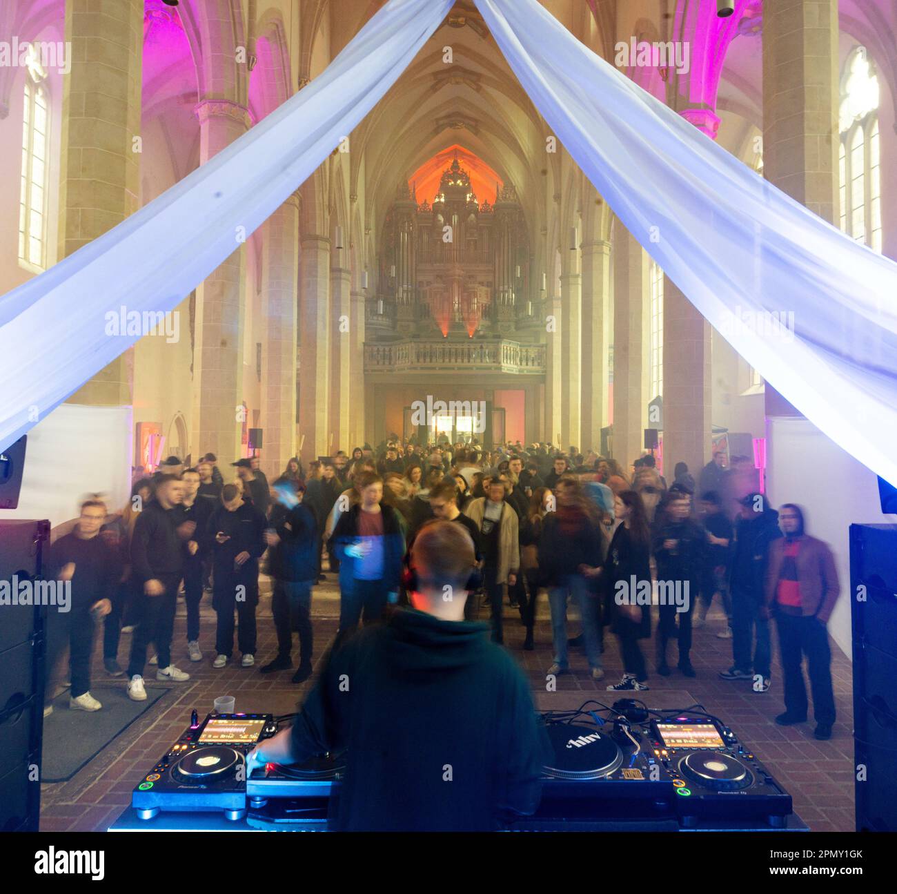 Erfurt, Germany. 15th Apr, 2023. People dance in the Predigerkirche at ...