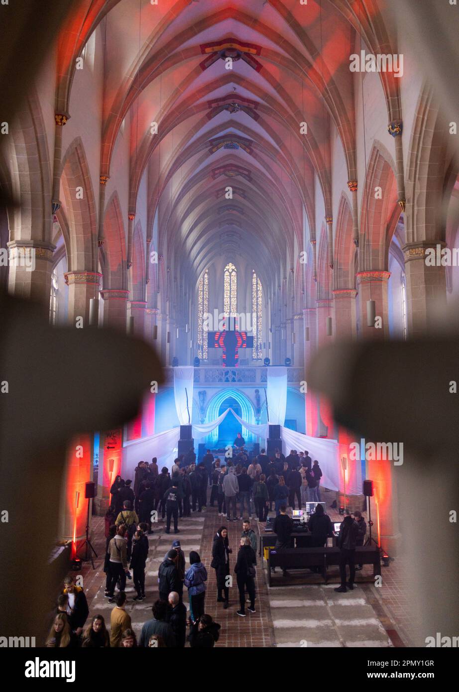 Erfurt, Germany. 15th Apr, 2023. People dance in the Predigerkirche at ...