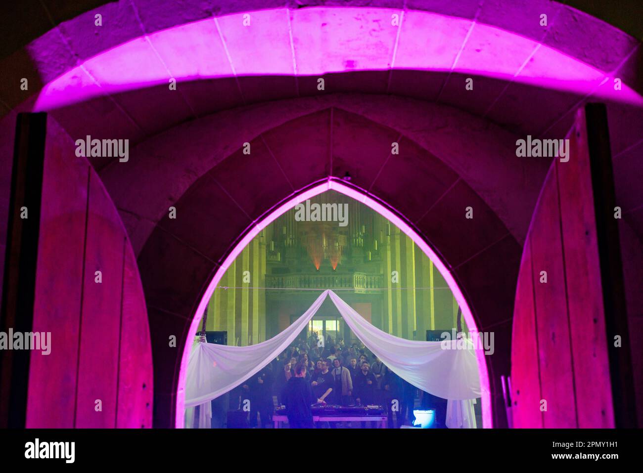 Erfurt, Germany. 15th Apr, 2023. People dance in the Predigerkirche at ...