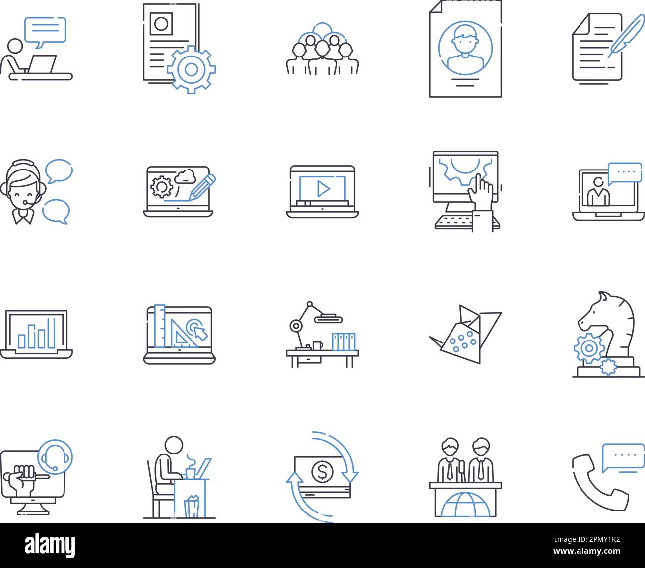 Workshop and conference outline icons collection. workshop, conference, training, development ...