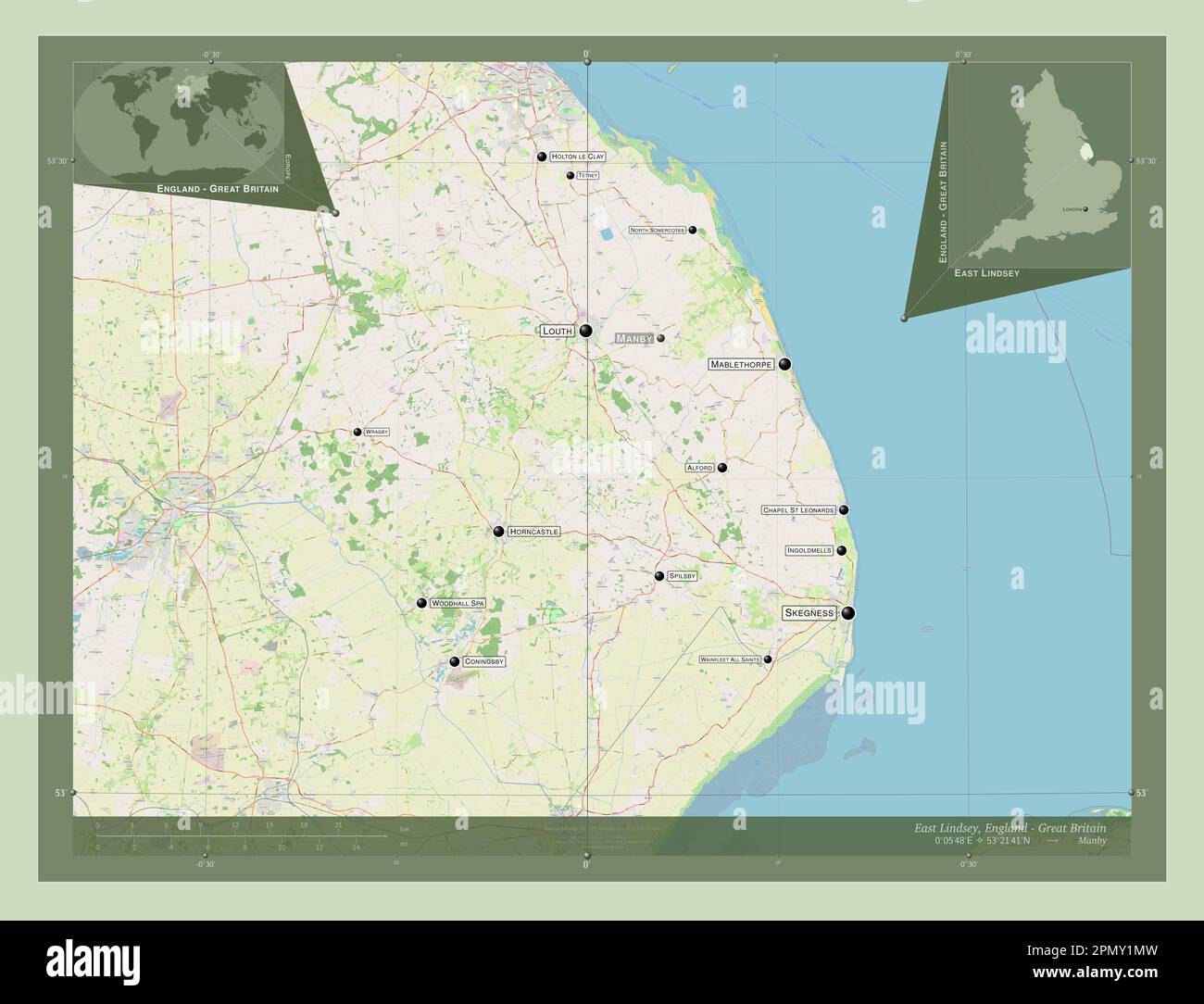 East Lindsey, non metropolitan district of England - Great Britain. Open Street Map. Locations ...