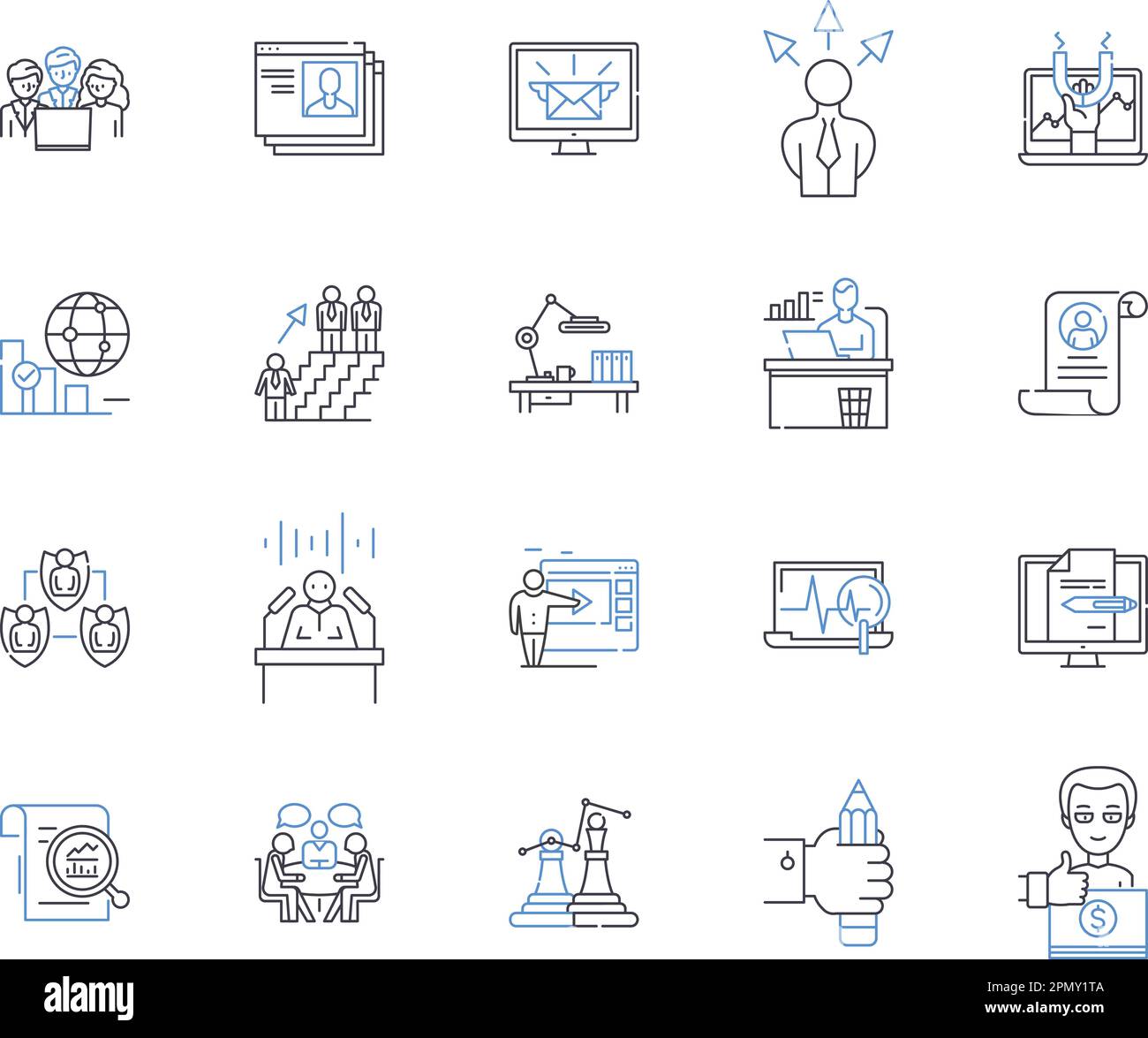 Wirking and career outline icons collection. Work, Career, Job ...