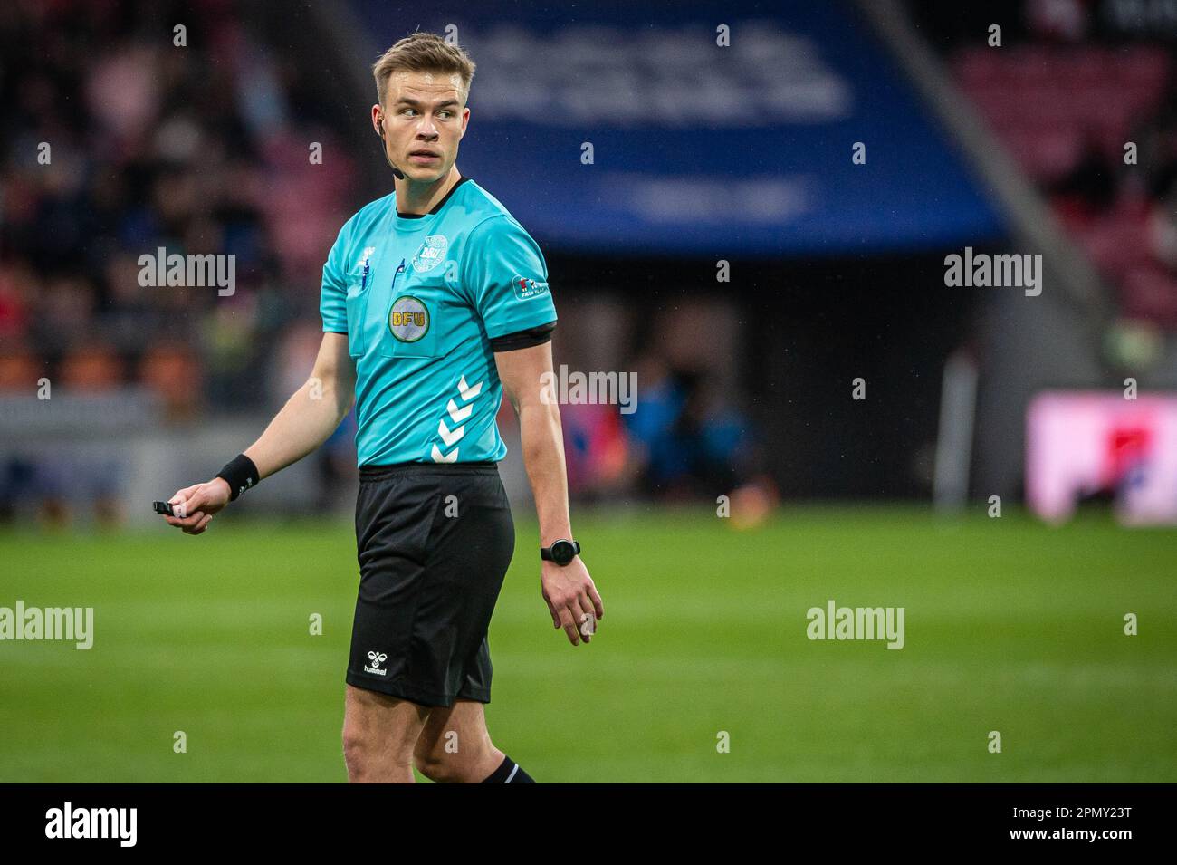 Herning, Denmark. 14th, April 2023. Referee Jacob Karlsen seen in ...