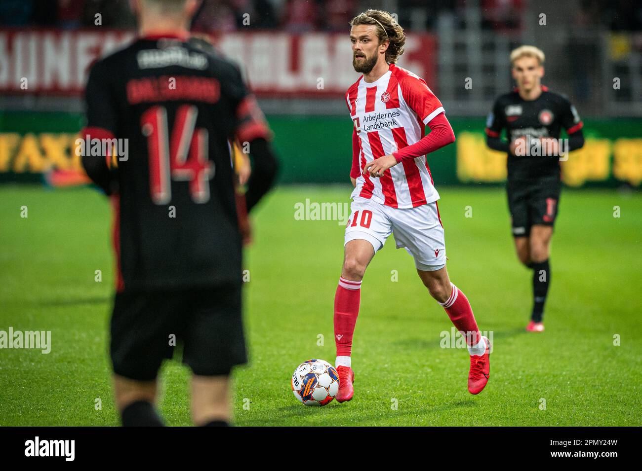 Herning, Denmark. 14th, April 2023. Lucas Andersen (10) of Aalborg ...