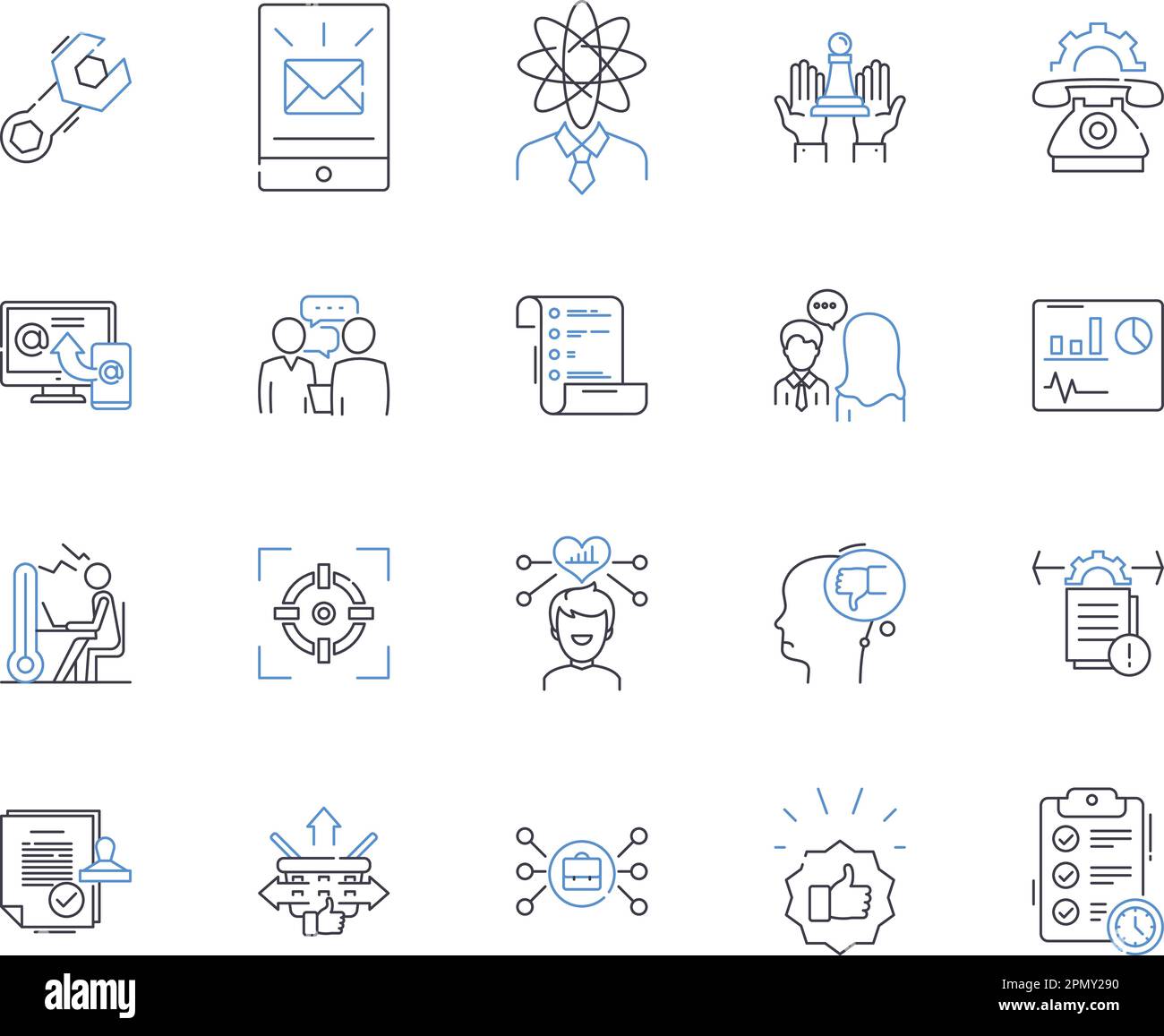 Partnership relation outline icons collection. Alliance, Cooperation ...