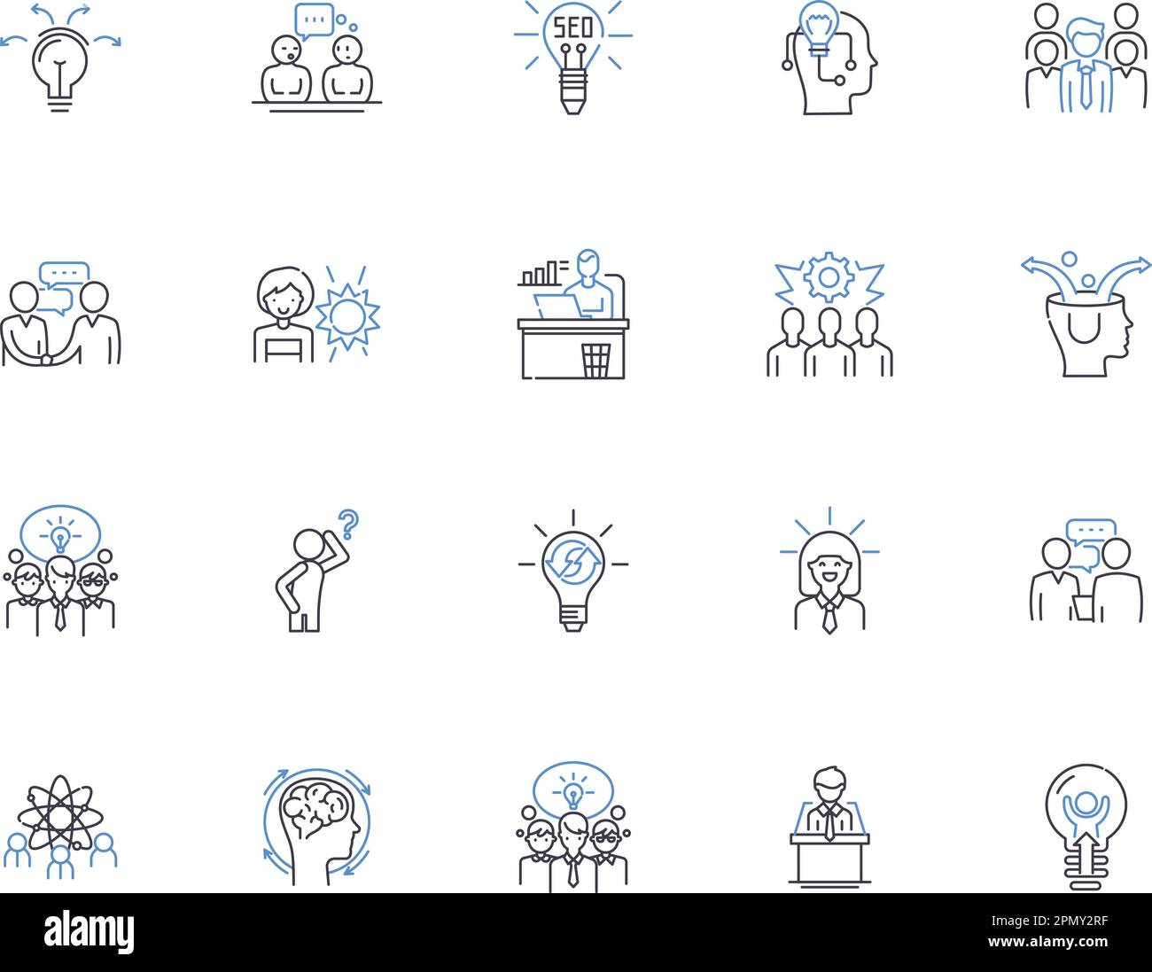 Thinking people outline icons collection. Thinking, People ...