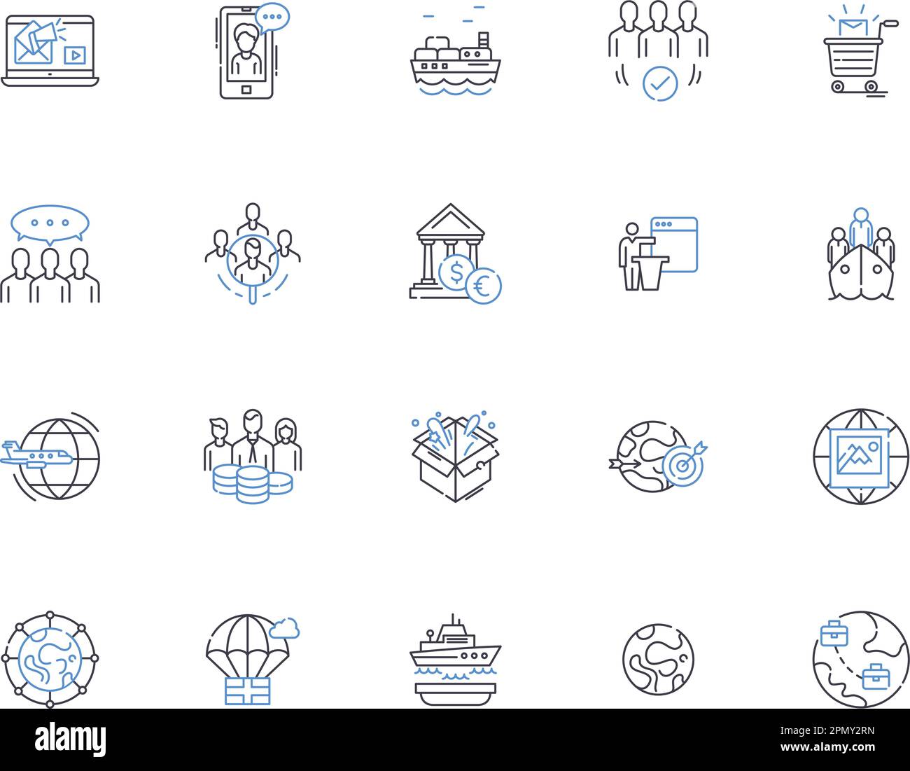 International business outline icons collection. Global, Trade, Export ...