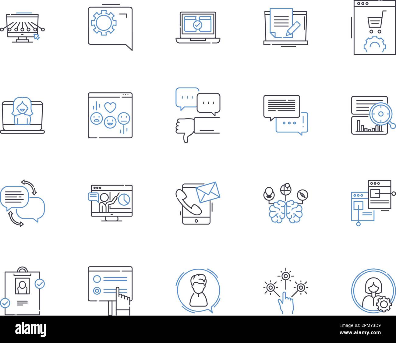 Digital content outline icons collection. Digital, Content, Online ...