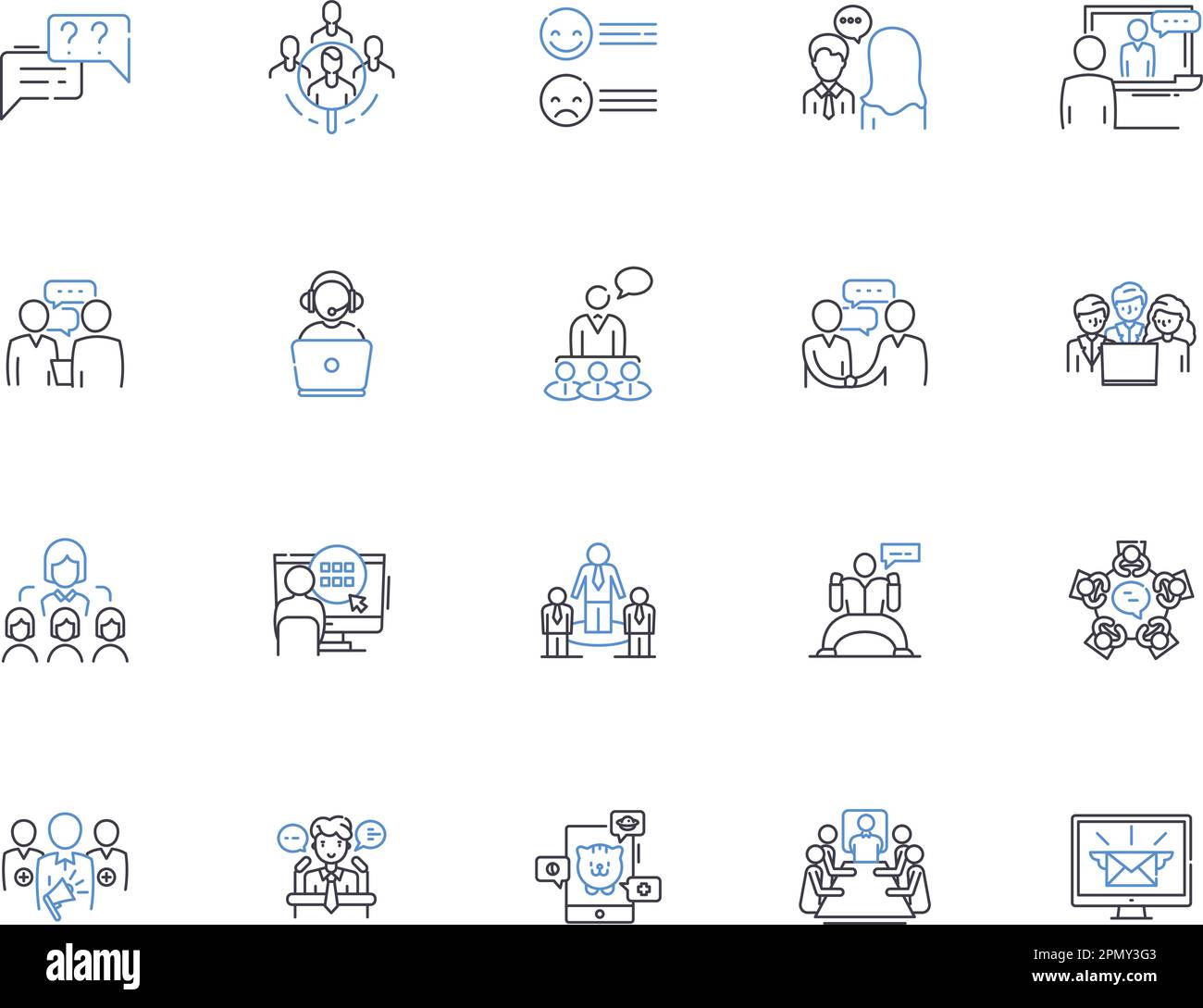 Talking people outline icons collection. Conversing, Chattering ...