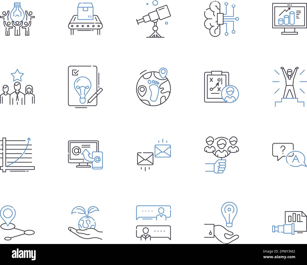 Innovation startup outline icons collection. Innovative, Startup, Novel, Enterprising, Creative ...