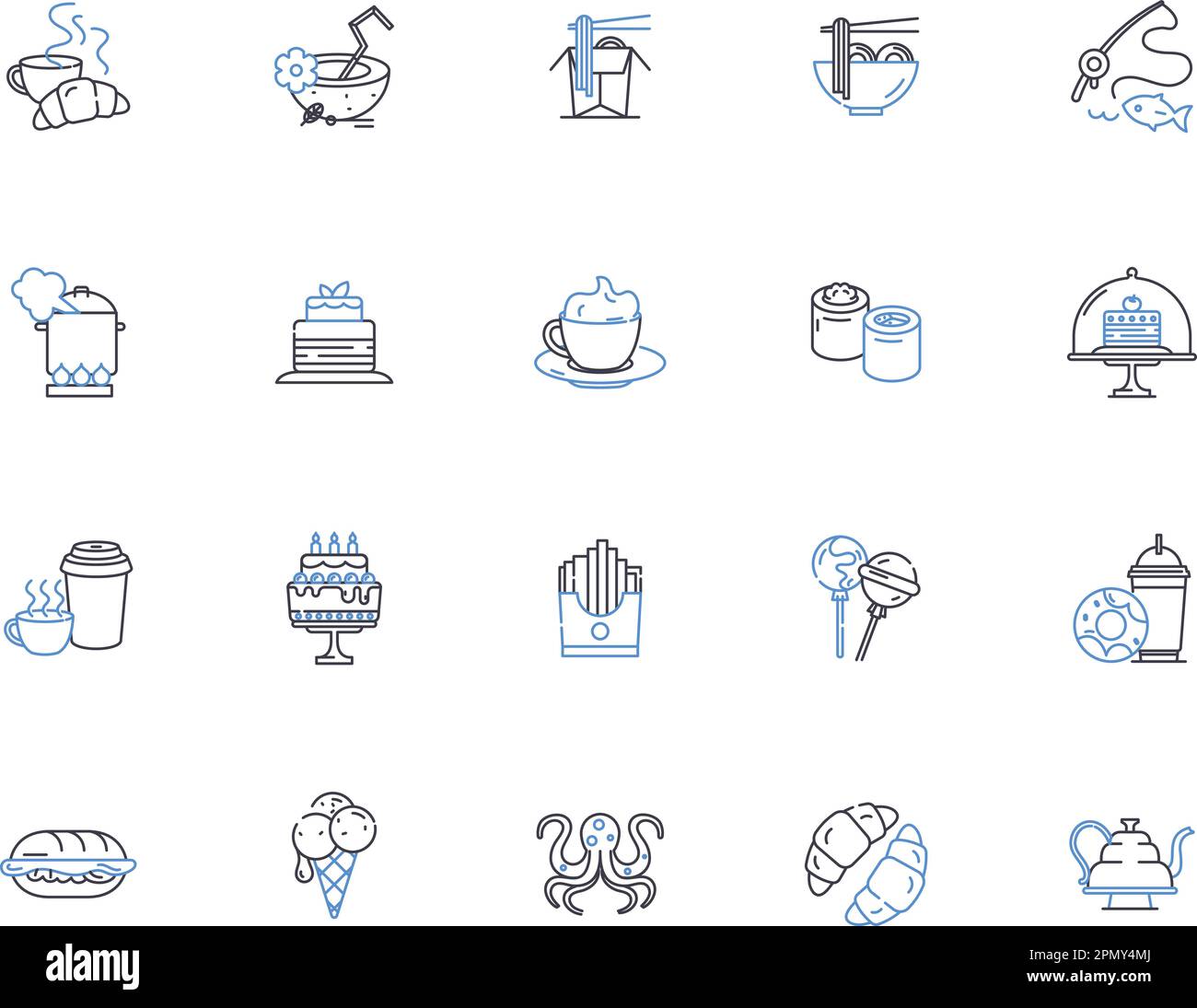 Gastronomy outline icons collection. Cuisine, Cookery, Food, Dishes ...