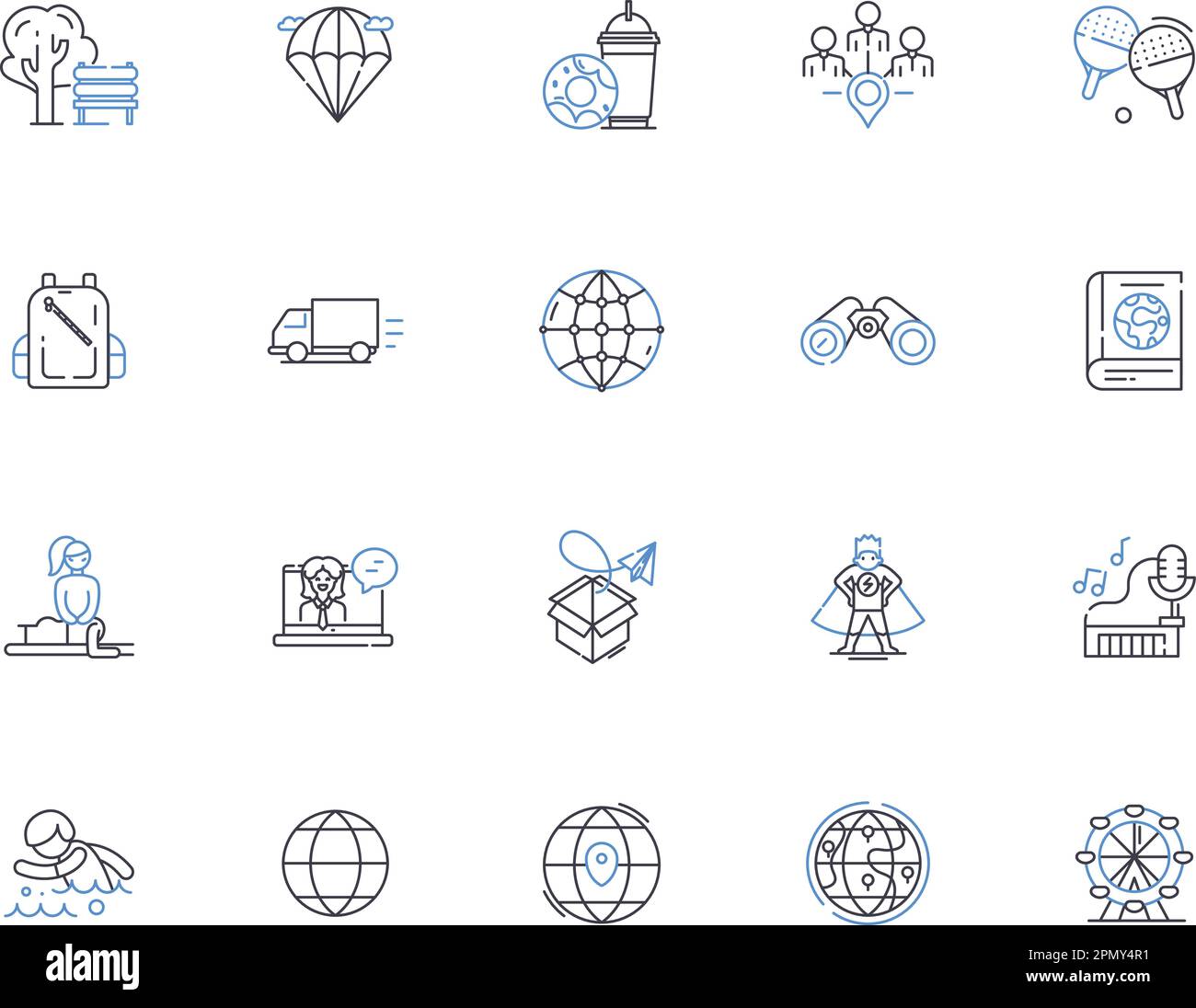 Adventure outline icons collection. Exploration, Trekking, Hiking ...