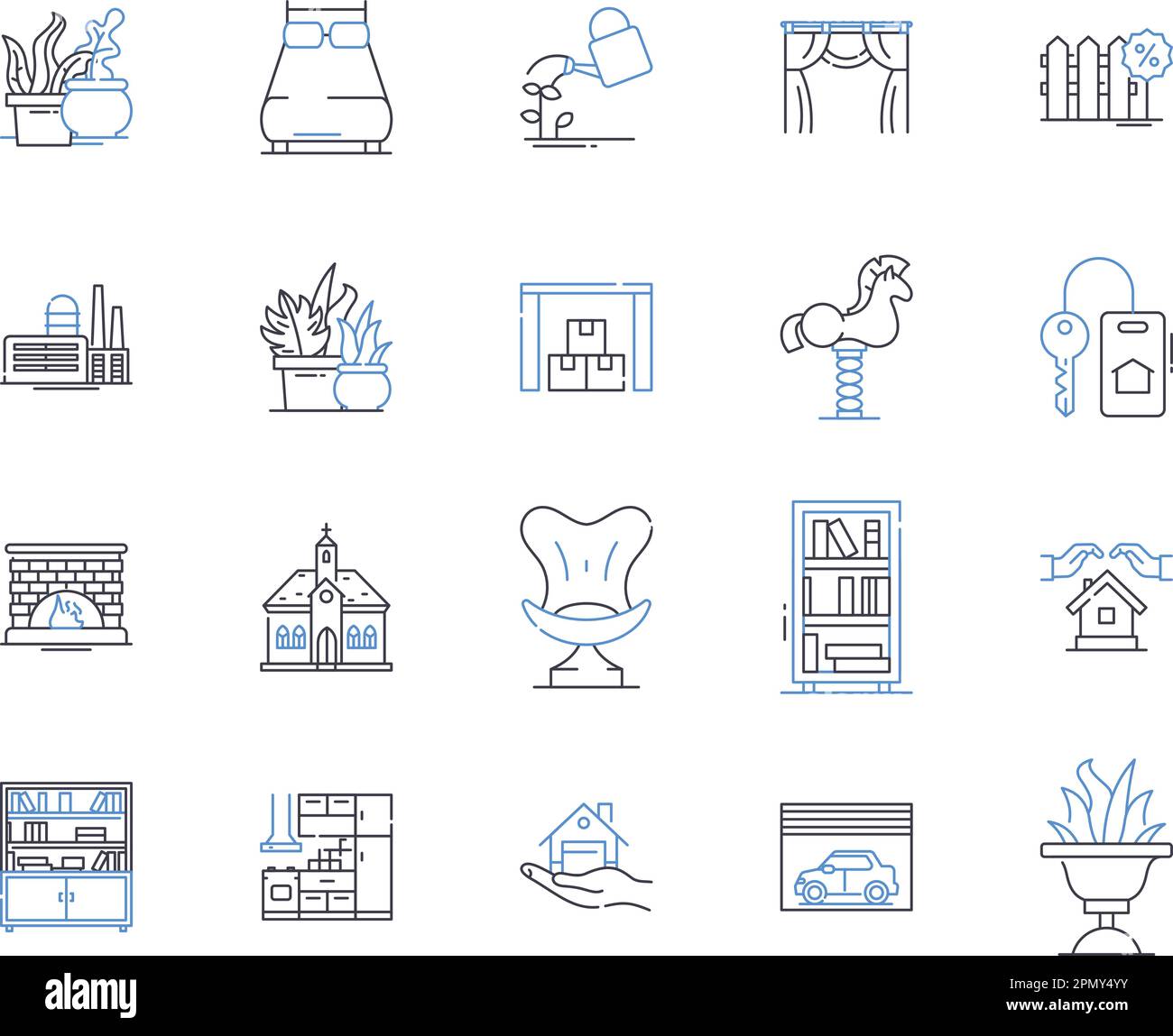 Interior design and renovation outline icons collection. Decorating ...