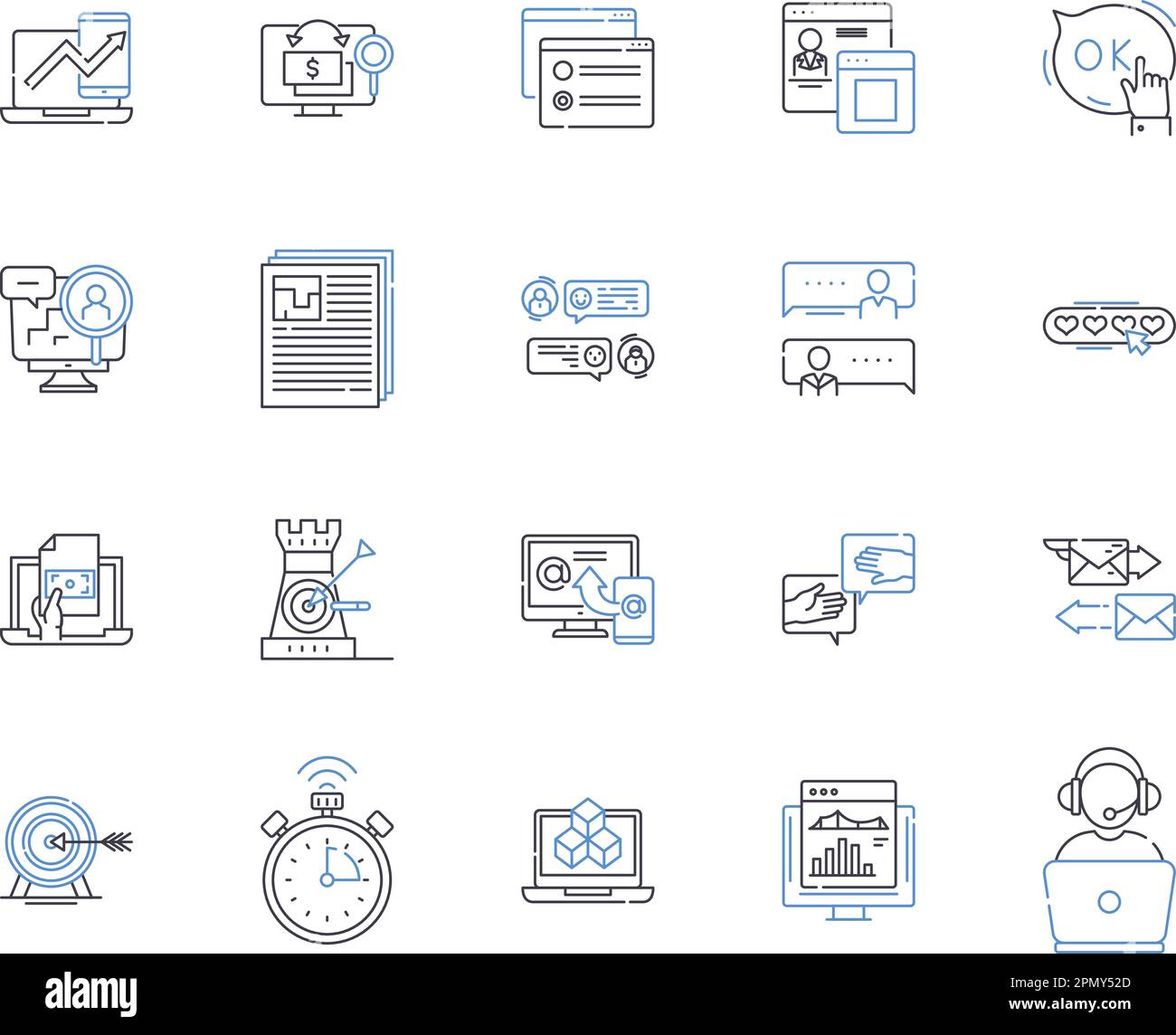 Digital content outline icons collection. Digital, Content, Online ...