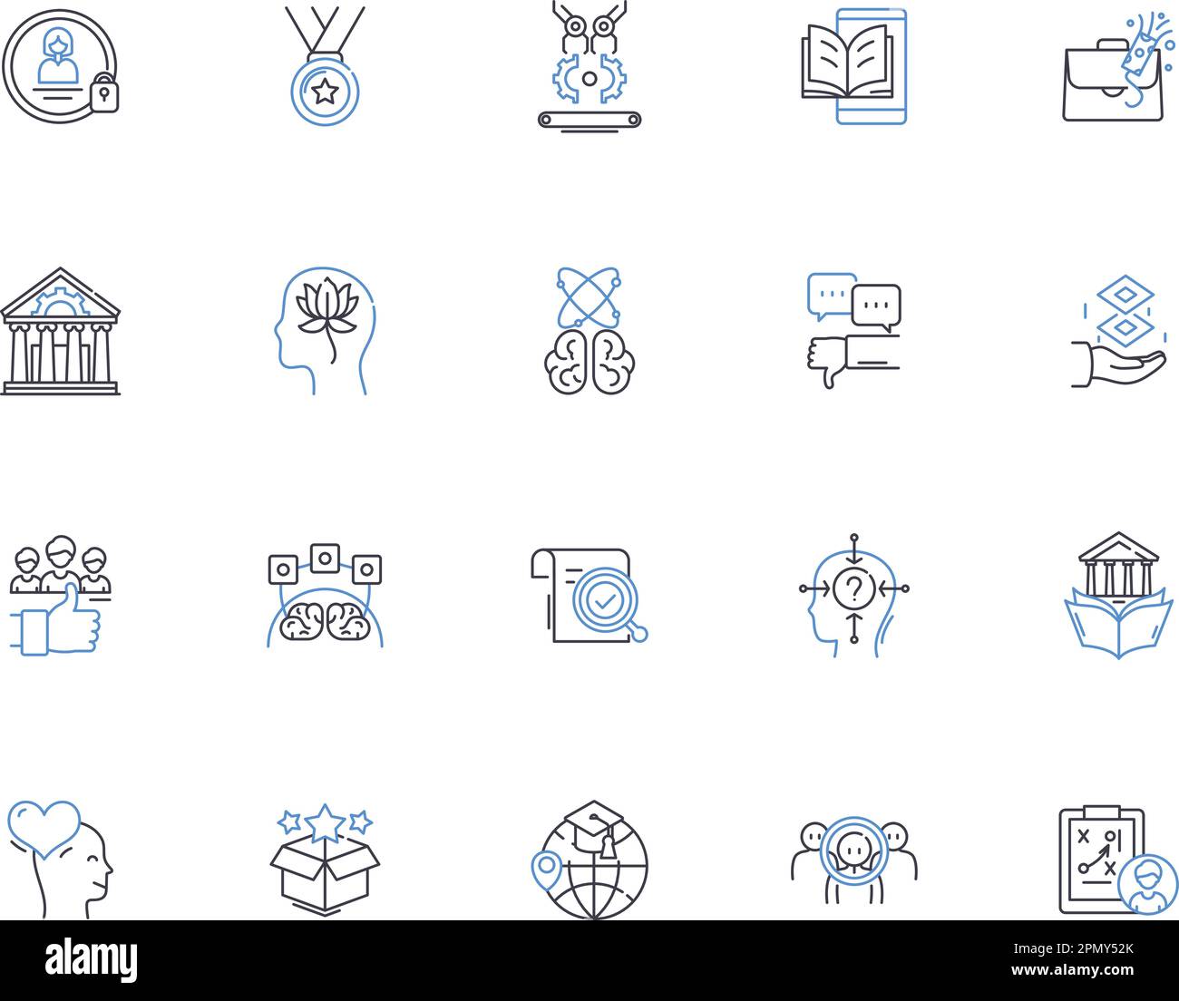 Education outline icons collection. learning, knowledge, enlightenment, instructing, teaching ...