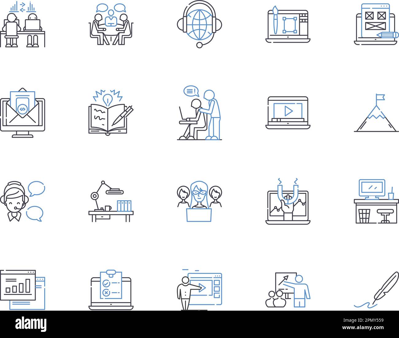 Working enterprise outline icons collection. Enterprise, Working ...