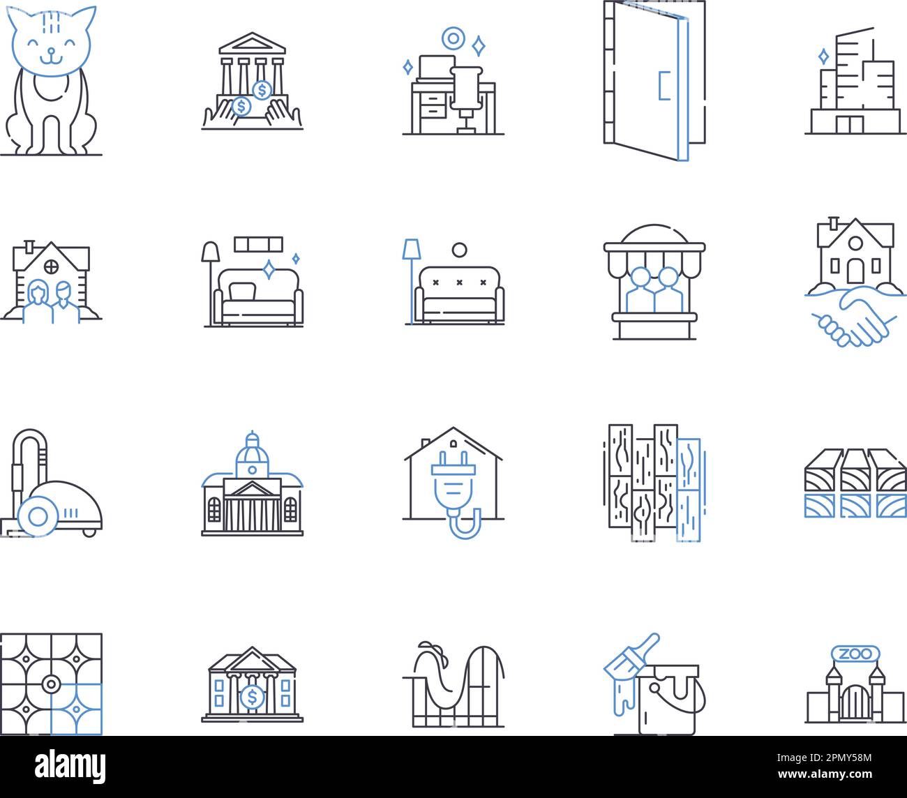 Housekeeping outline icons collection. cleaning, laundry, dusting ...