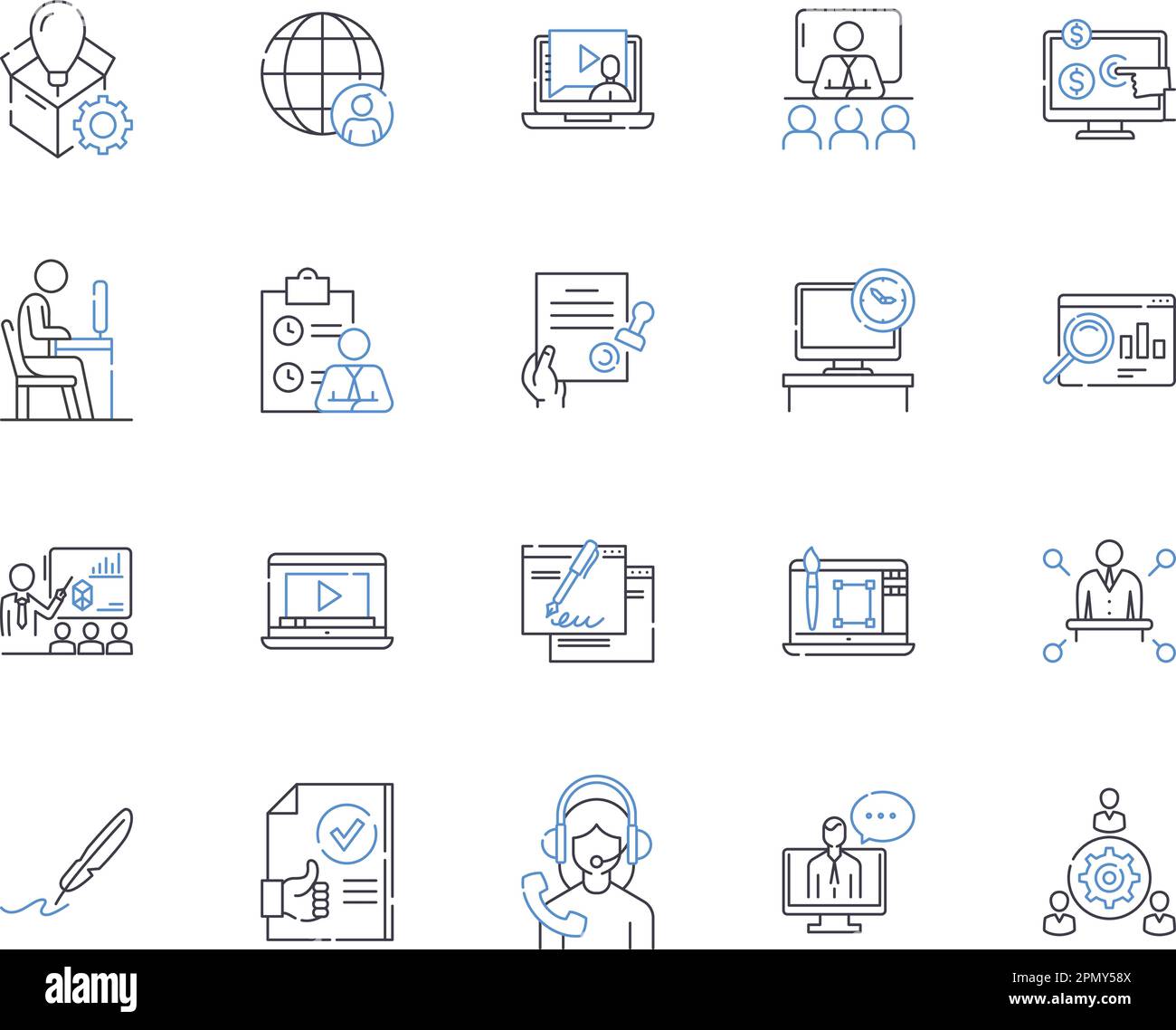Management And Workflow Outline Icons Collection Workflow Management