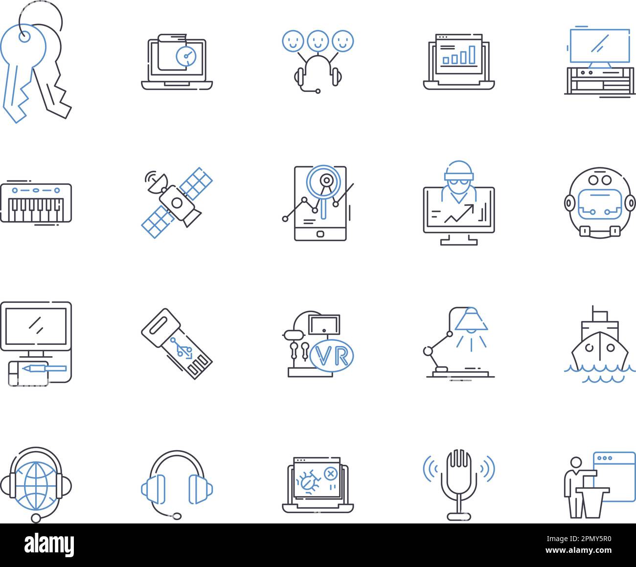 Electronic industry outline icons collection. electronics, industry ...