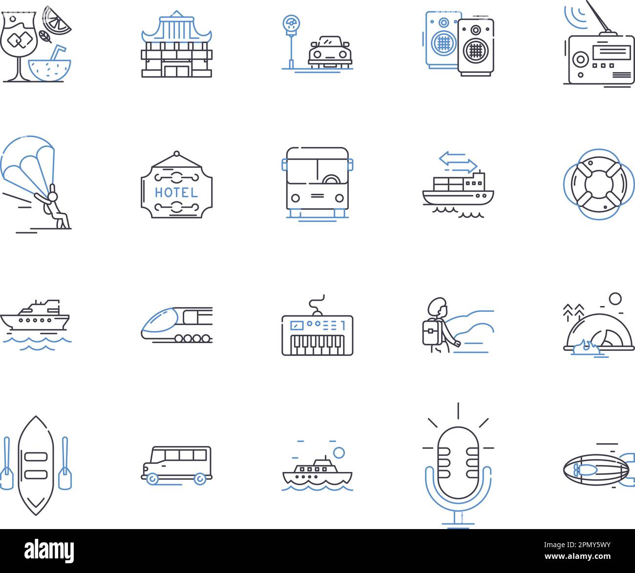 Travel and holidays outline icons collection. Holiday, Travel, Vacation ...