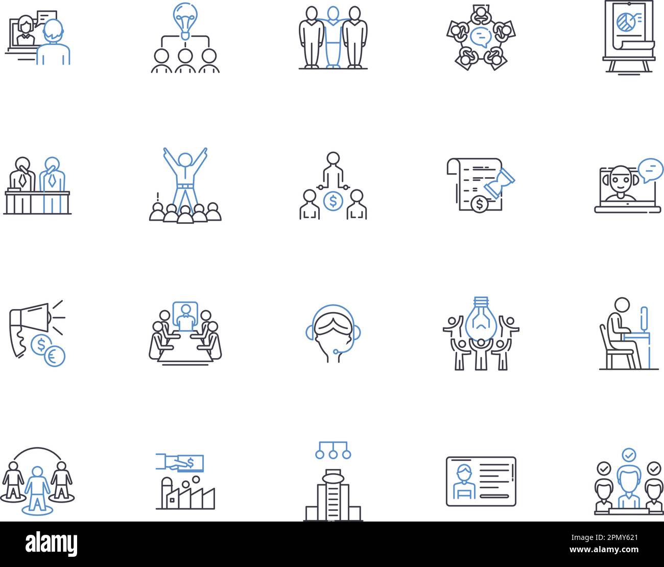 Company System Outline Icons Collection Company System Management Automation Software 