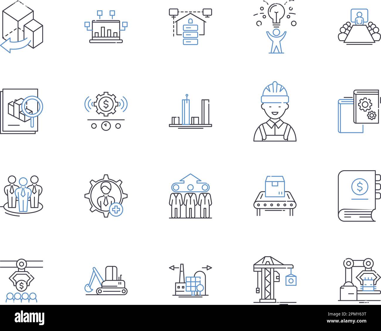 Industrial business outline icons collection. Industry, Business ...