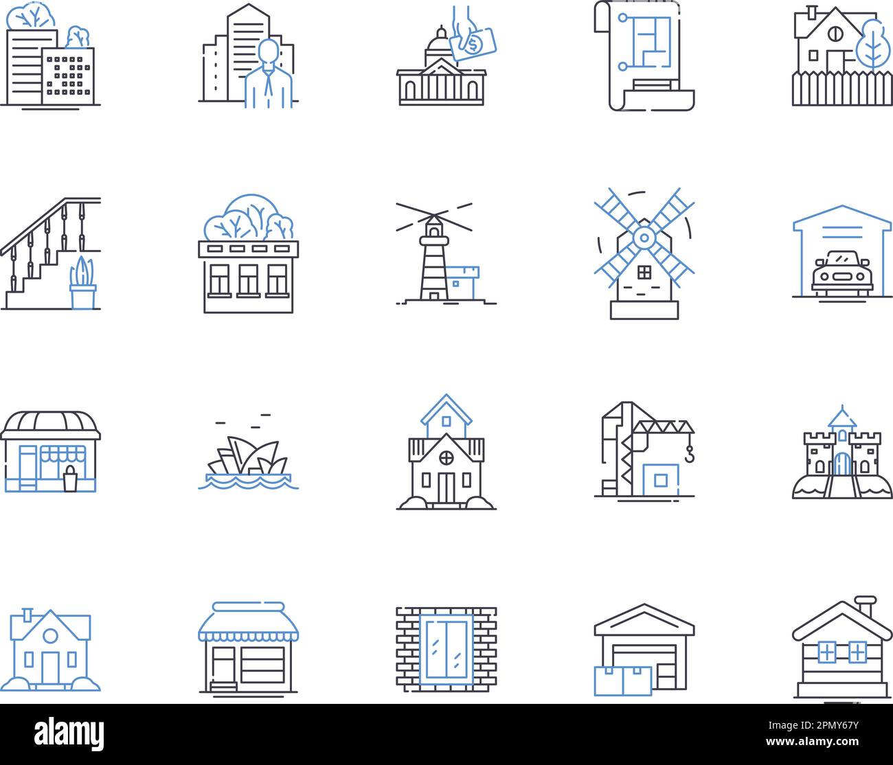 Realty and building outline icons collection. Realty, Building, Estate ... Realty and building outline icons collection. Realty, Building, Estate ...