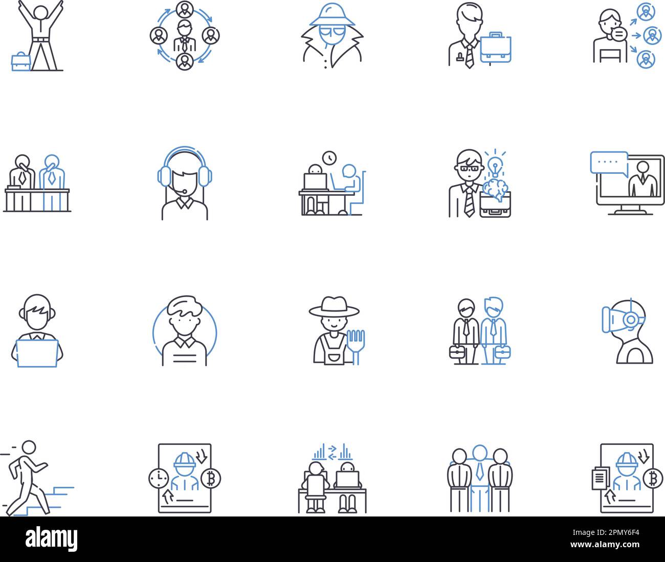 Job outline icons collection. work, job, employment, occupation, task, labor, hiring vector and ...