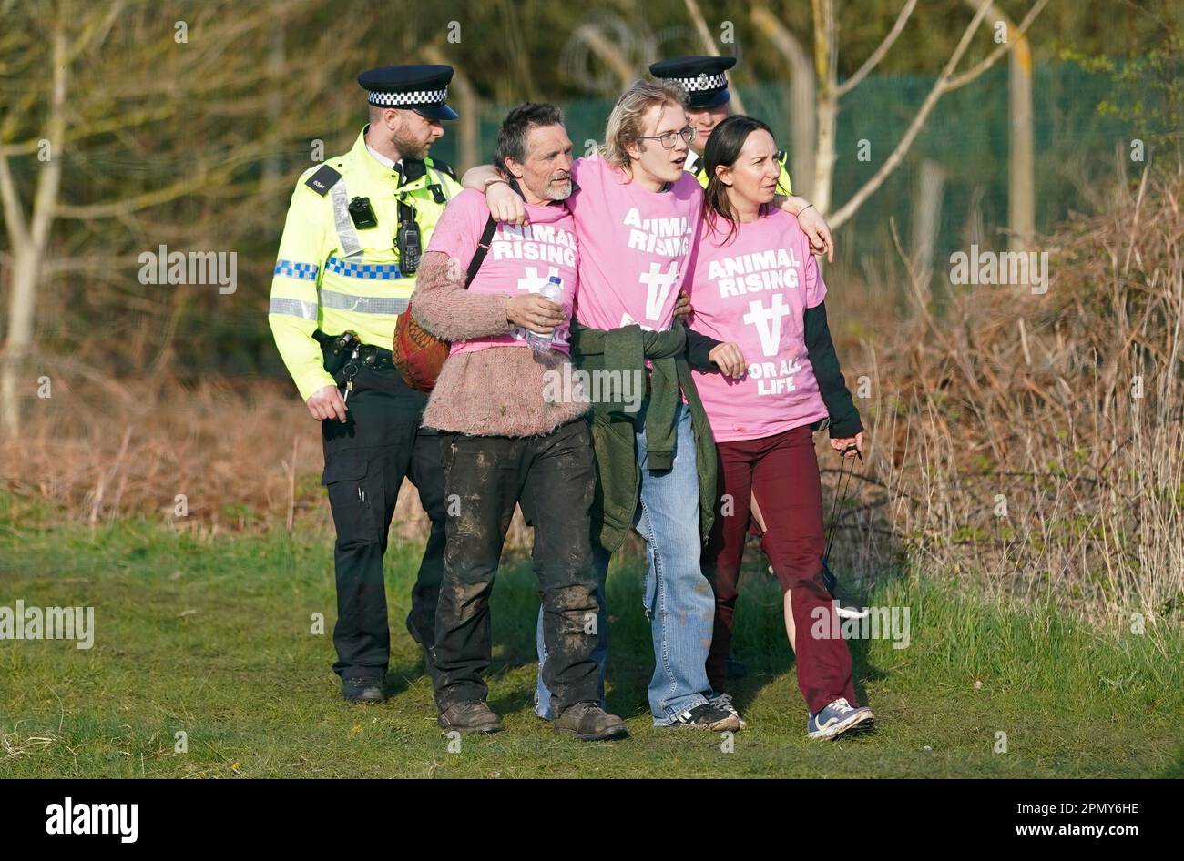 Protesters are detained by police during day three of the Randox Grand ...