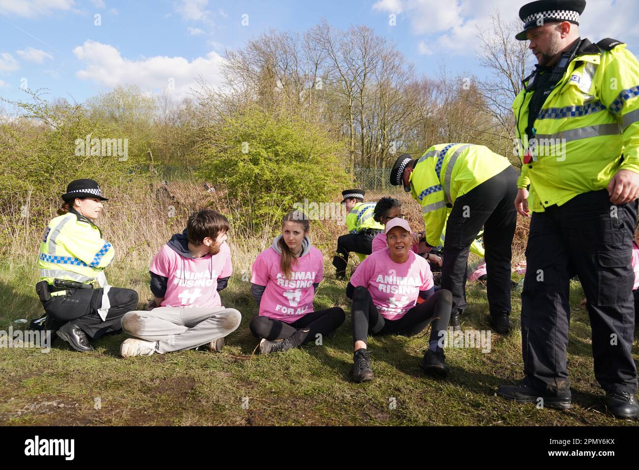 Protesters are detained by police during day three of the Randox Grand ...