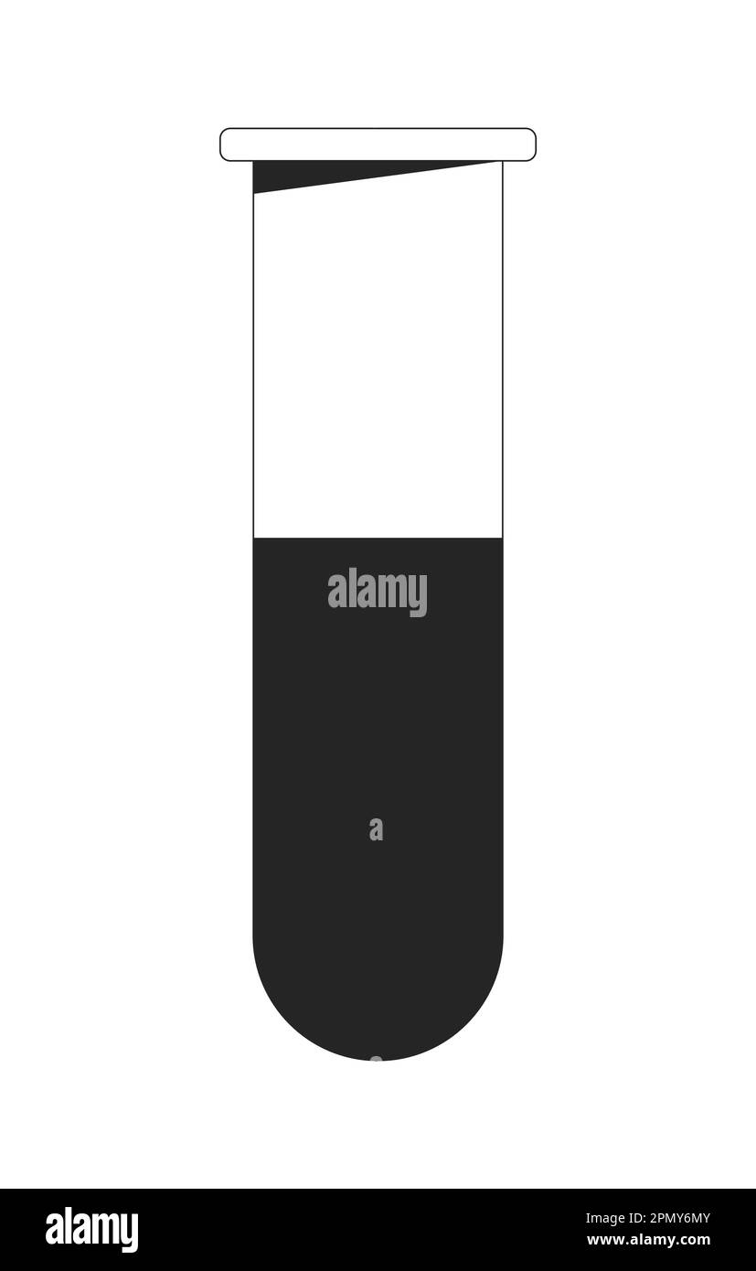 Test tube with liquid flat line black white vector object Stock Vector ...