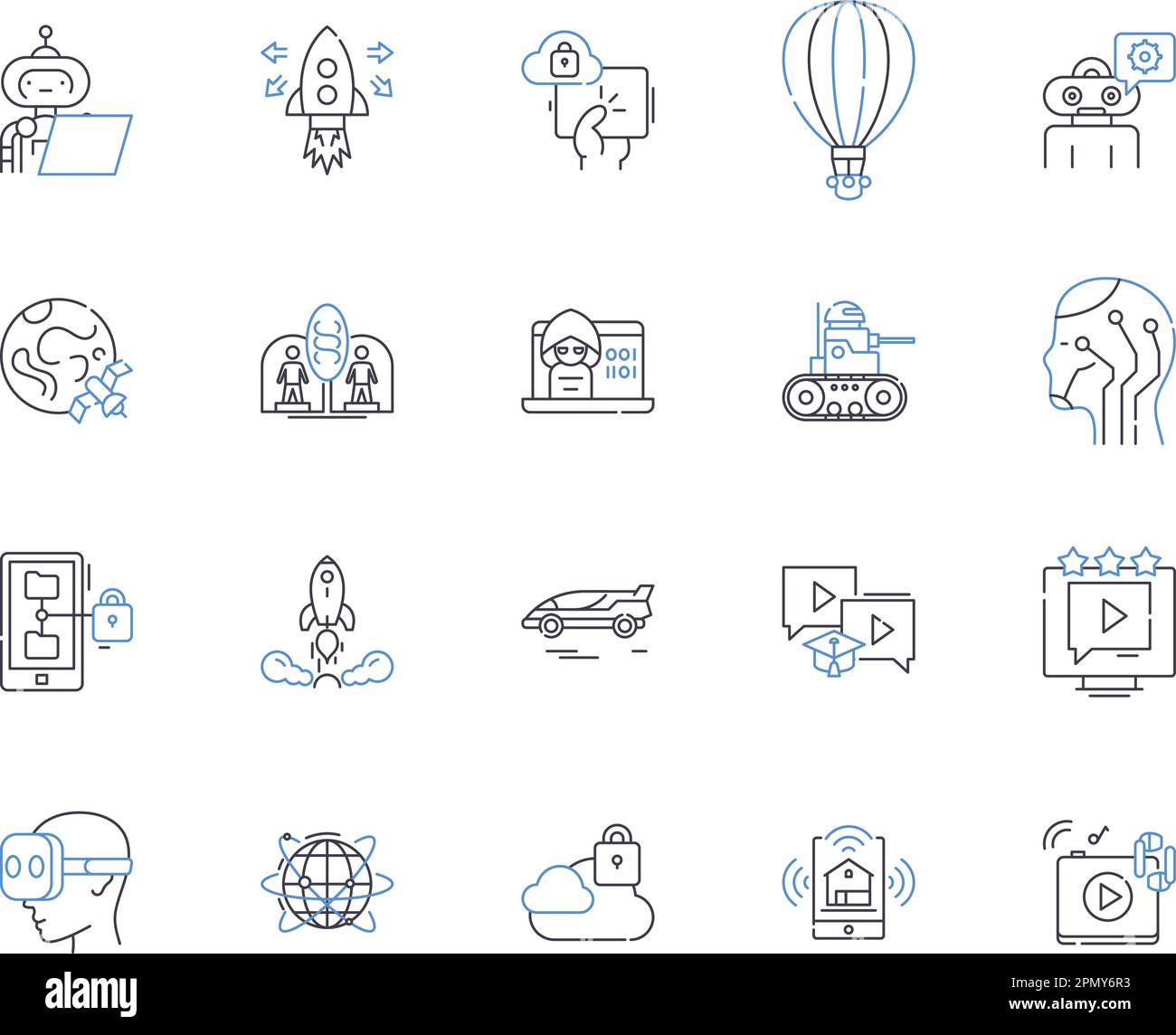 Science and technology outline icons collection. Science, Technology ...