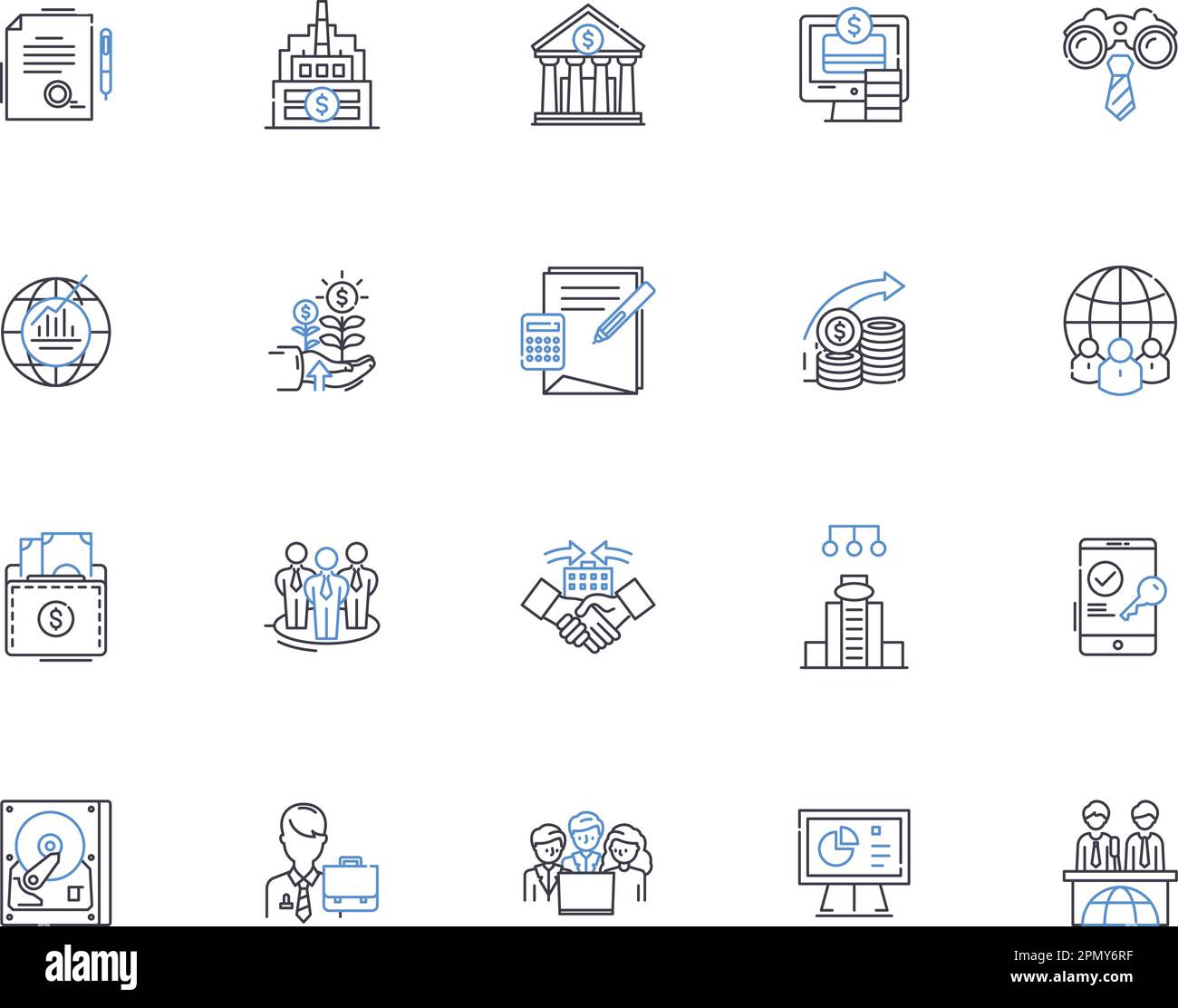 Bank outline icons collection. Loan, Savings, Mortgage, Investment, ATM ...