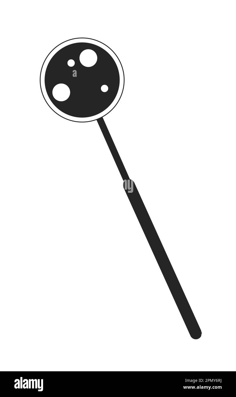 Magnifying Glass With Long Handle Flat Line Black White Vector Object Stock Vector Image And Art