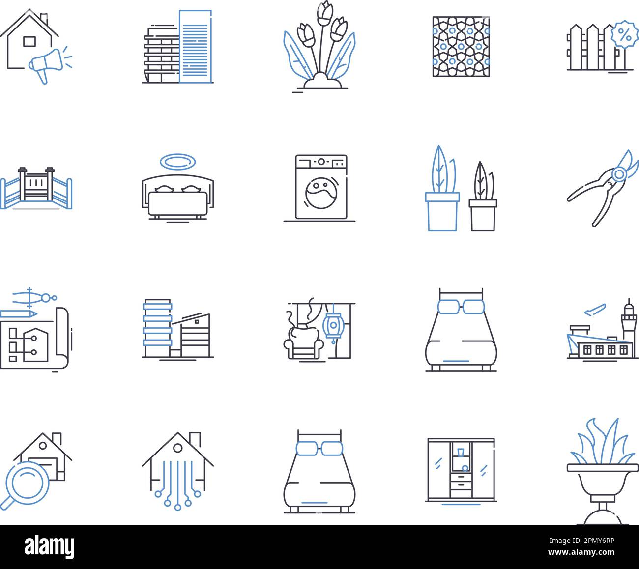 Remodeling and renovation outline icons collection. Remodelling ...